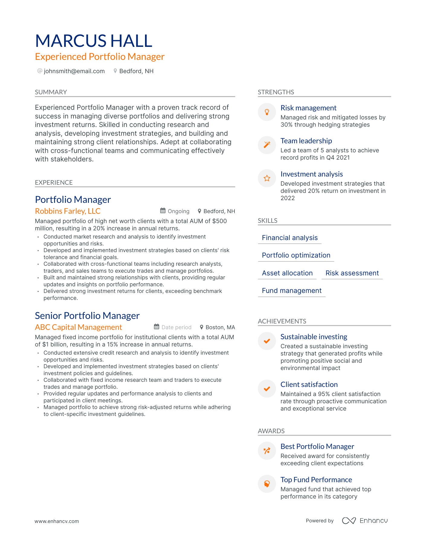 5 Portfolio Manager Resume Examples & Guide for 2023