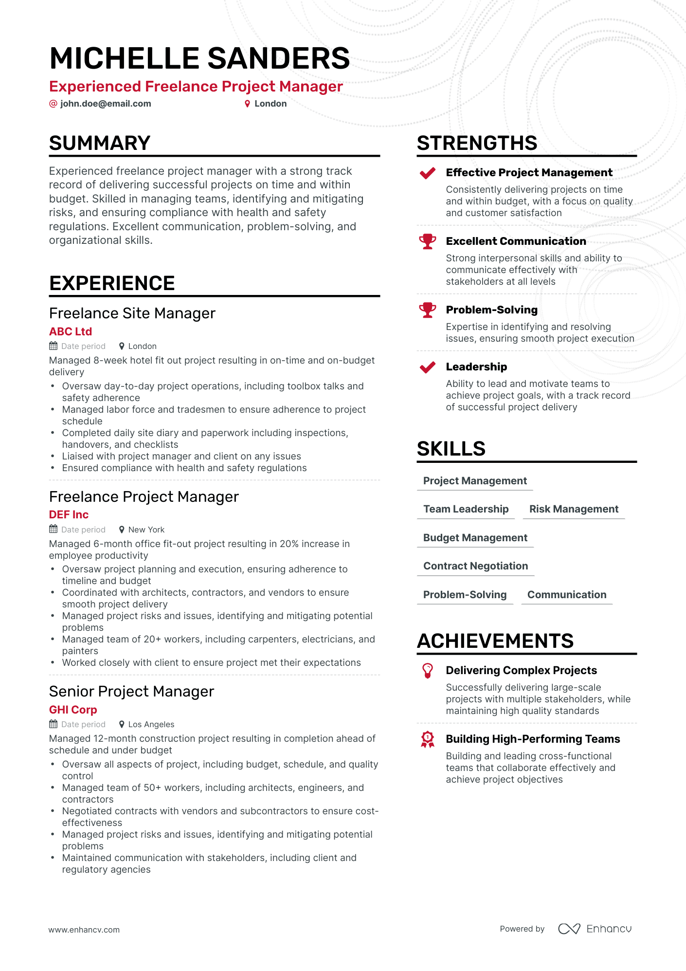 5 Freelance Project Manager Resume Examples & Guide for 2024