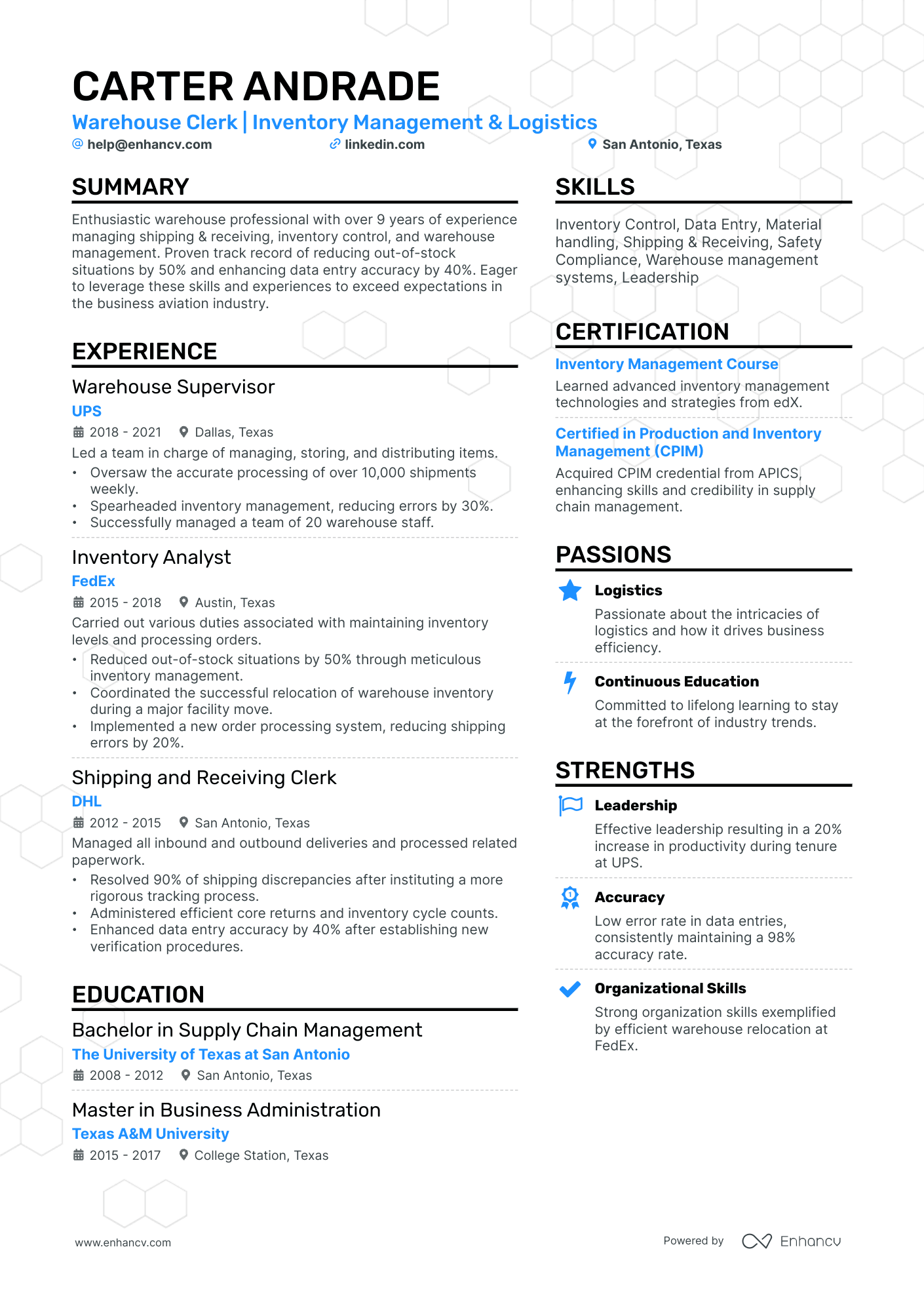 10 Warehouse Clerk Resume Examples & Guide for 2026