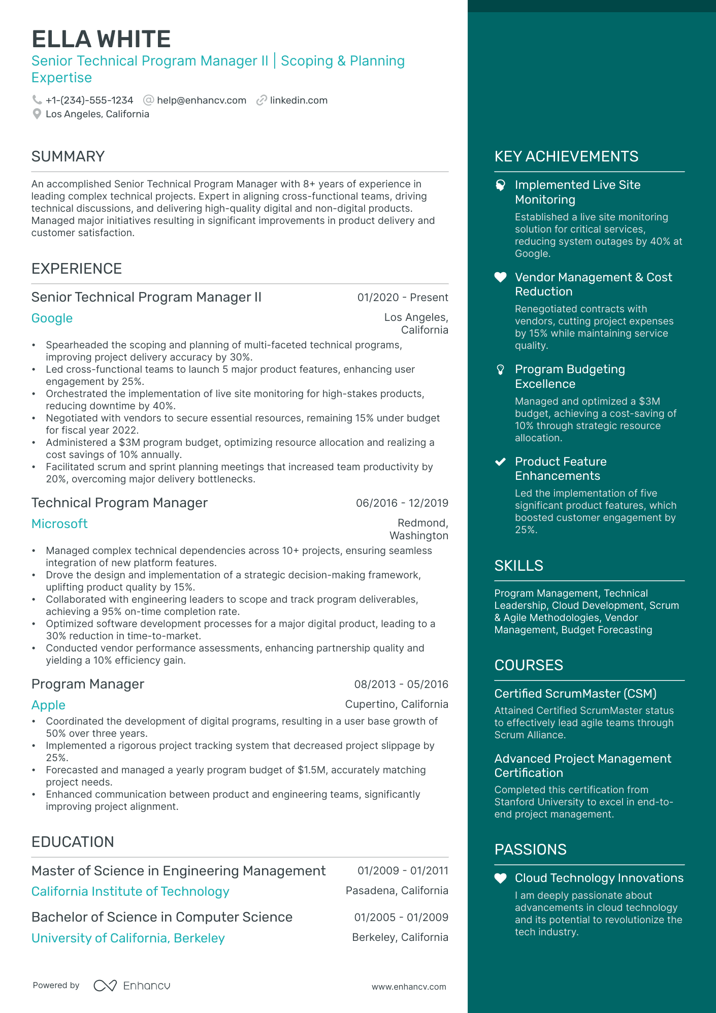10 Technical Program Manager Resume Examples & Guide for 2026
