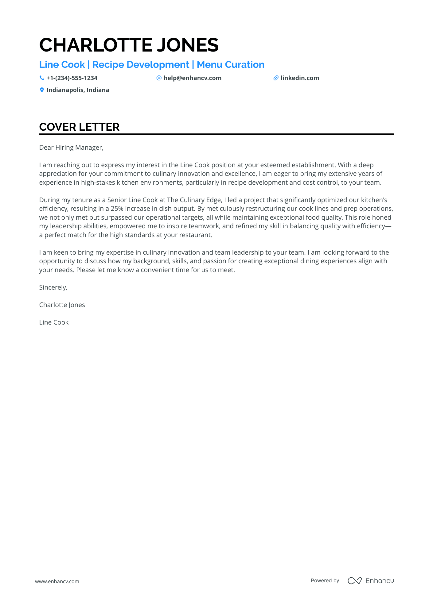 7 Professional Cook Cover Letter Examples and Template for 2026 | Enhancv