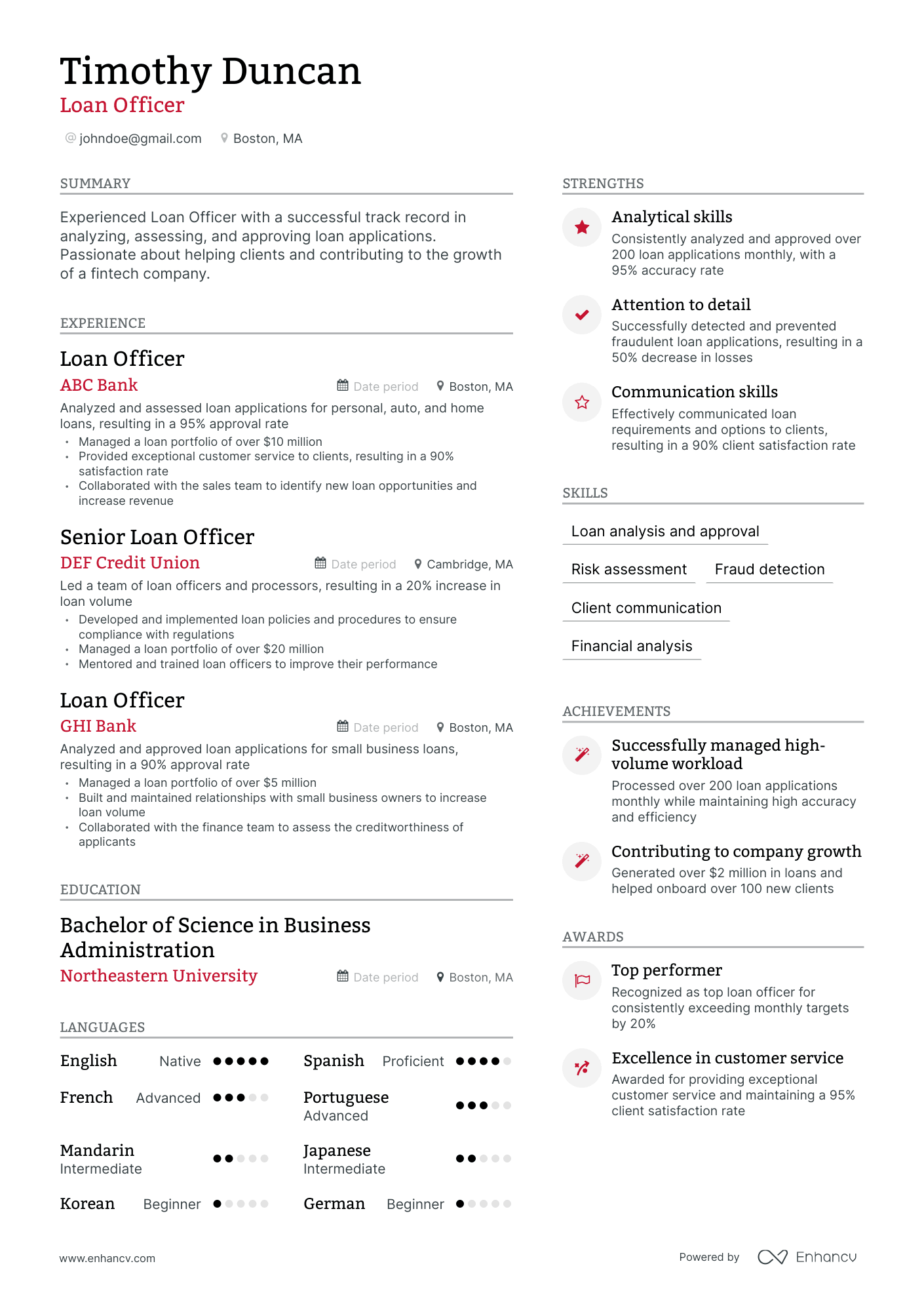 5 Loan Officer Resume Examples & Guide for 2023