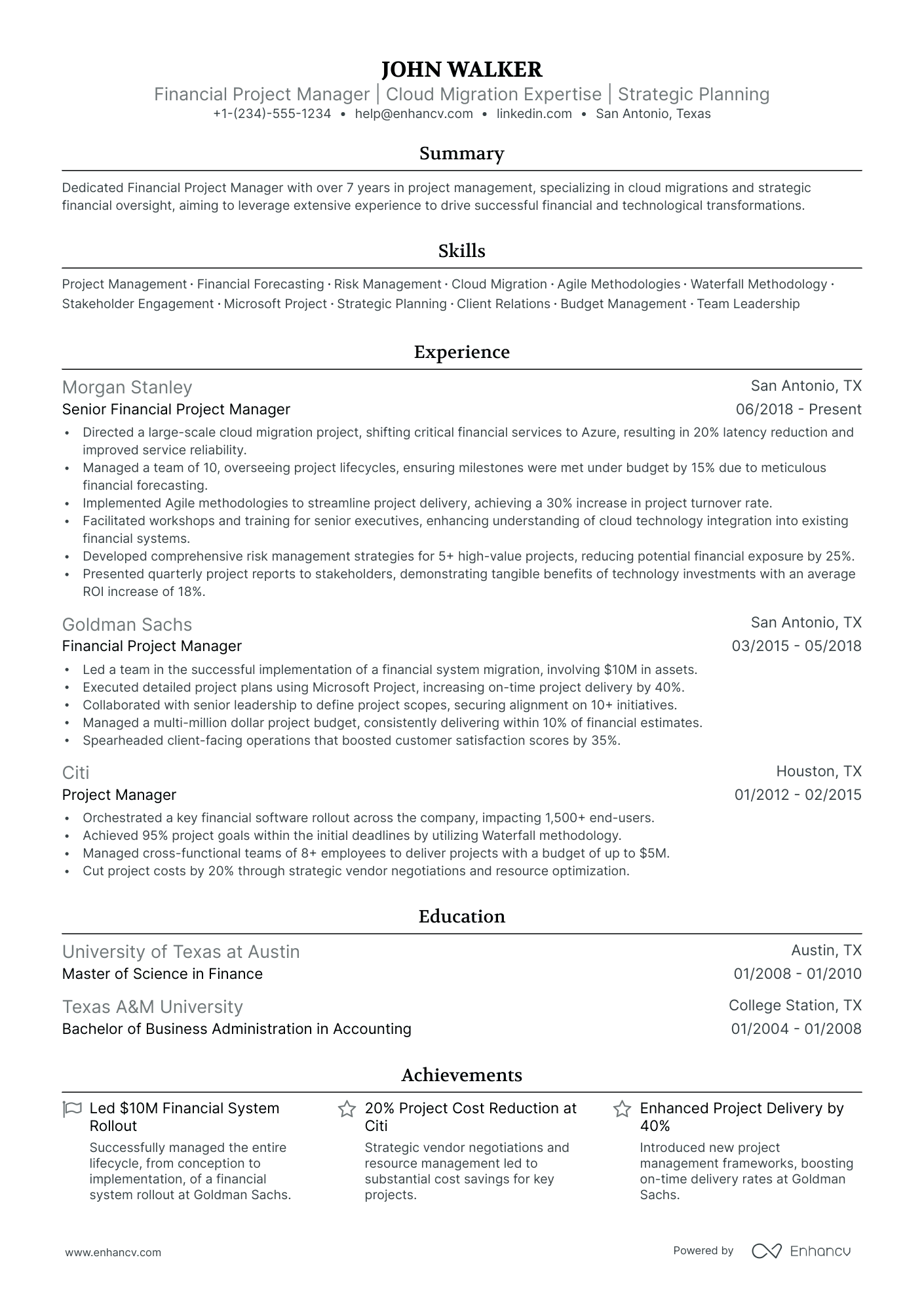 5 Financial Project Manager Resume Examples & Guide for 2024