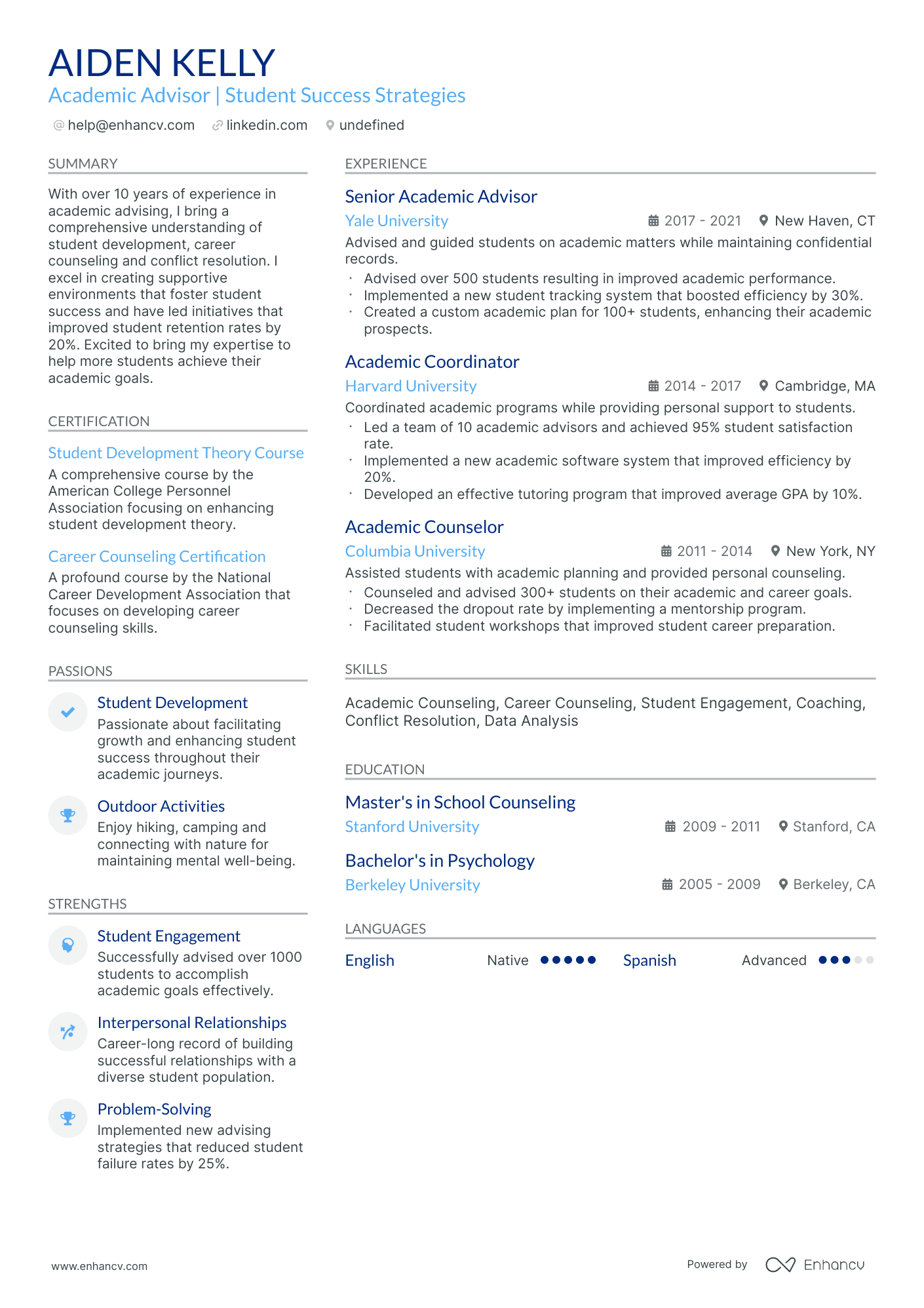 10 Academic Advisor Resume Examples & Guide for 2026