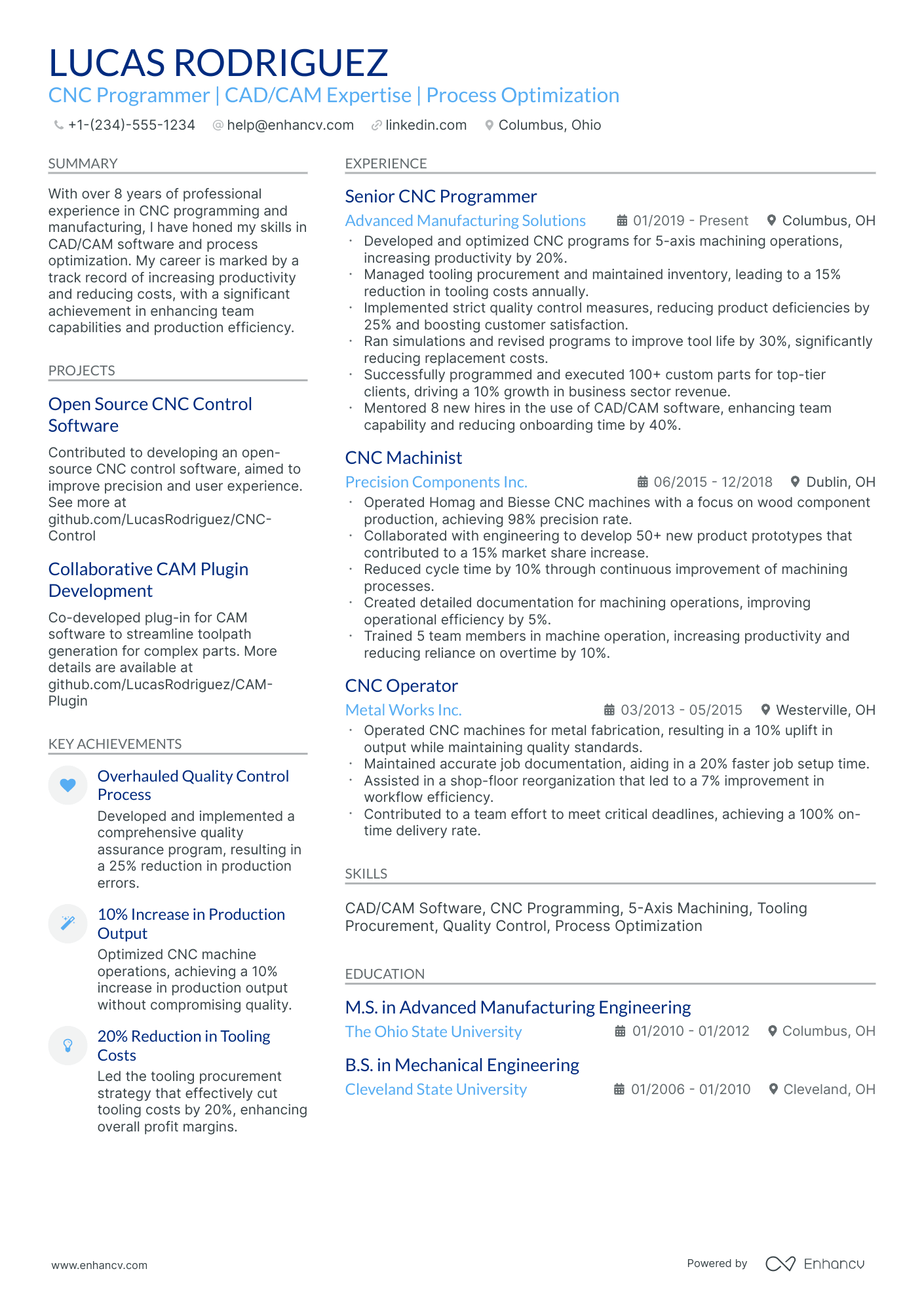 10 CNC Programmer Resume Examples & Guide for 2025