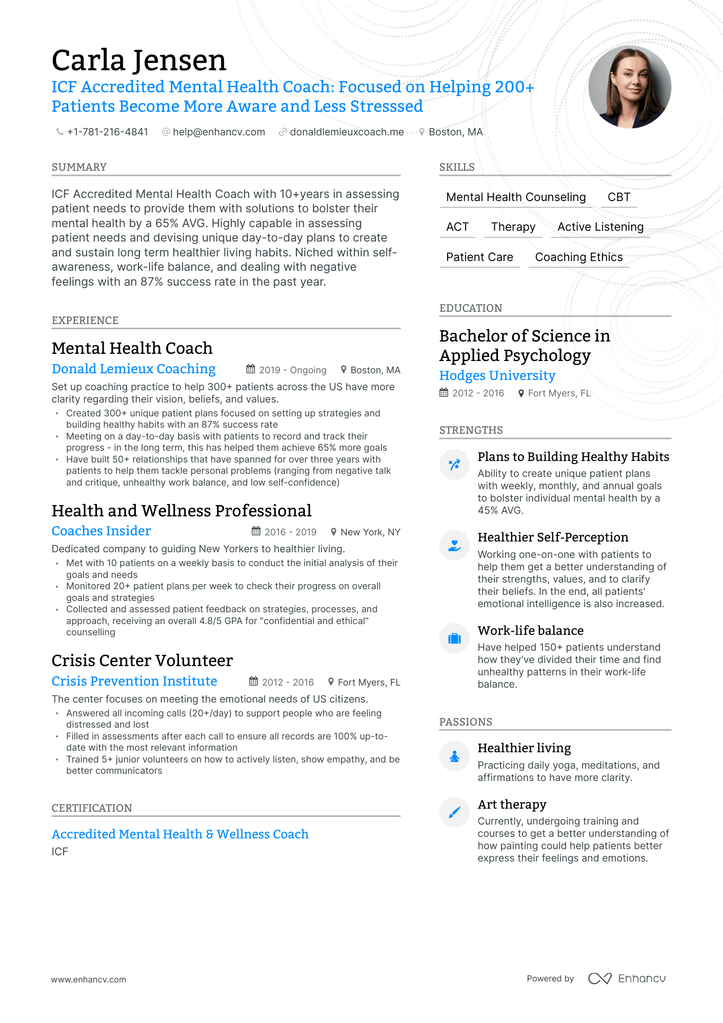 5 Mental Health Coach Resume Examples & Guide for 2024