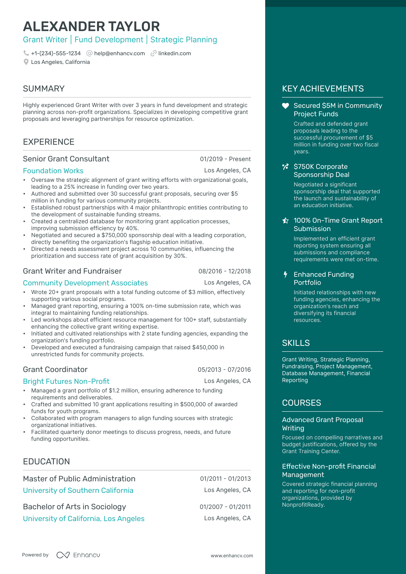 10 Grant Writer Resume Examples & Guide for 2025