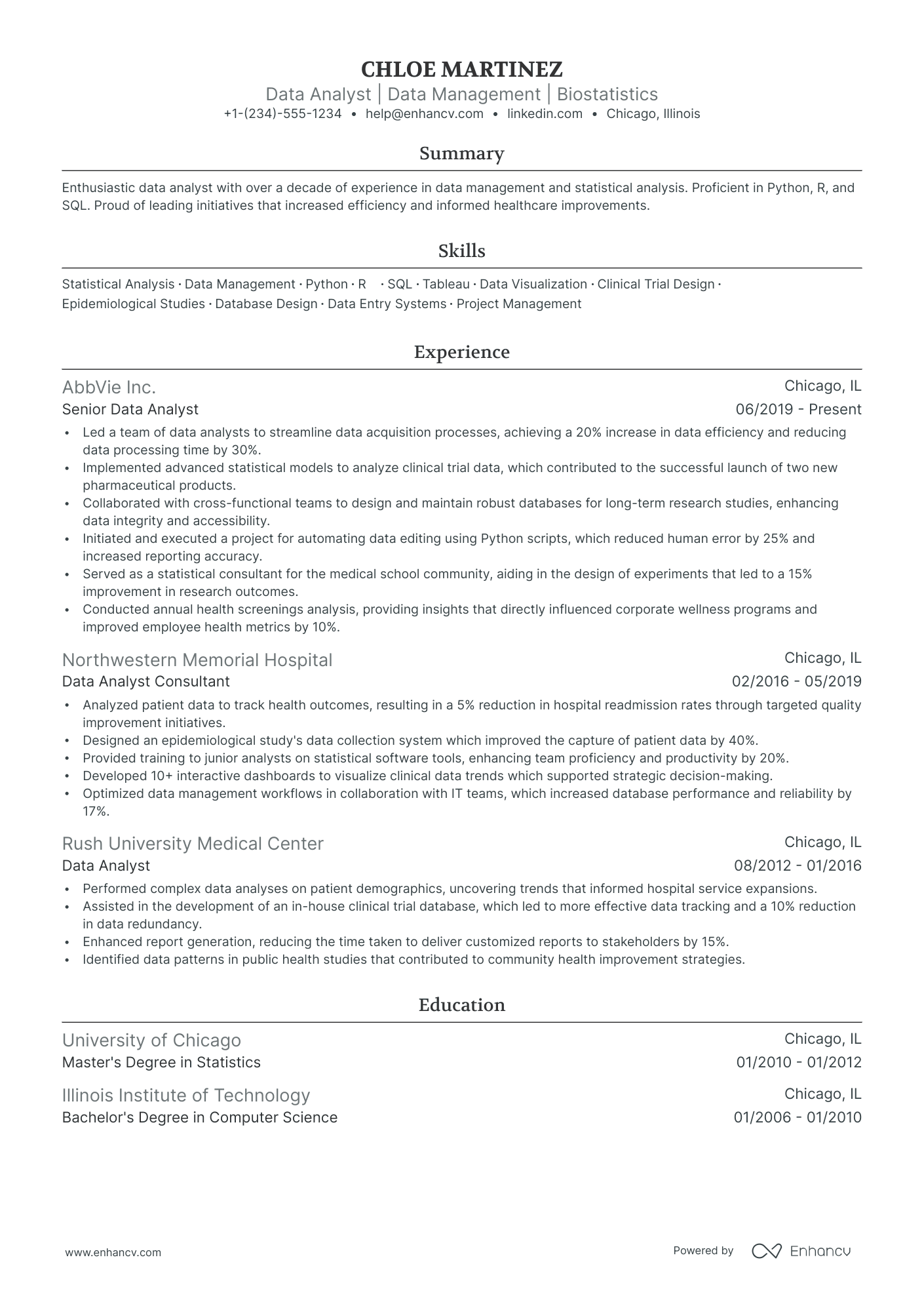 5 Statistical Data Analyst Resume Examples & Guide for 2024
