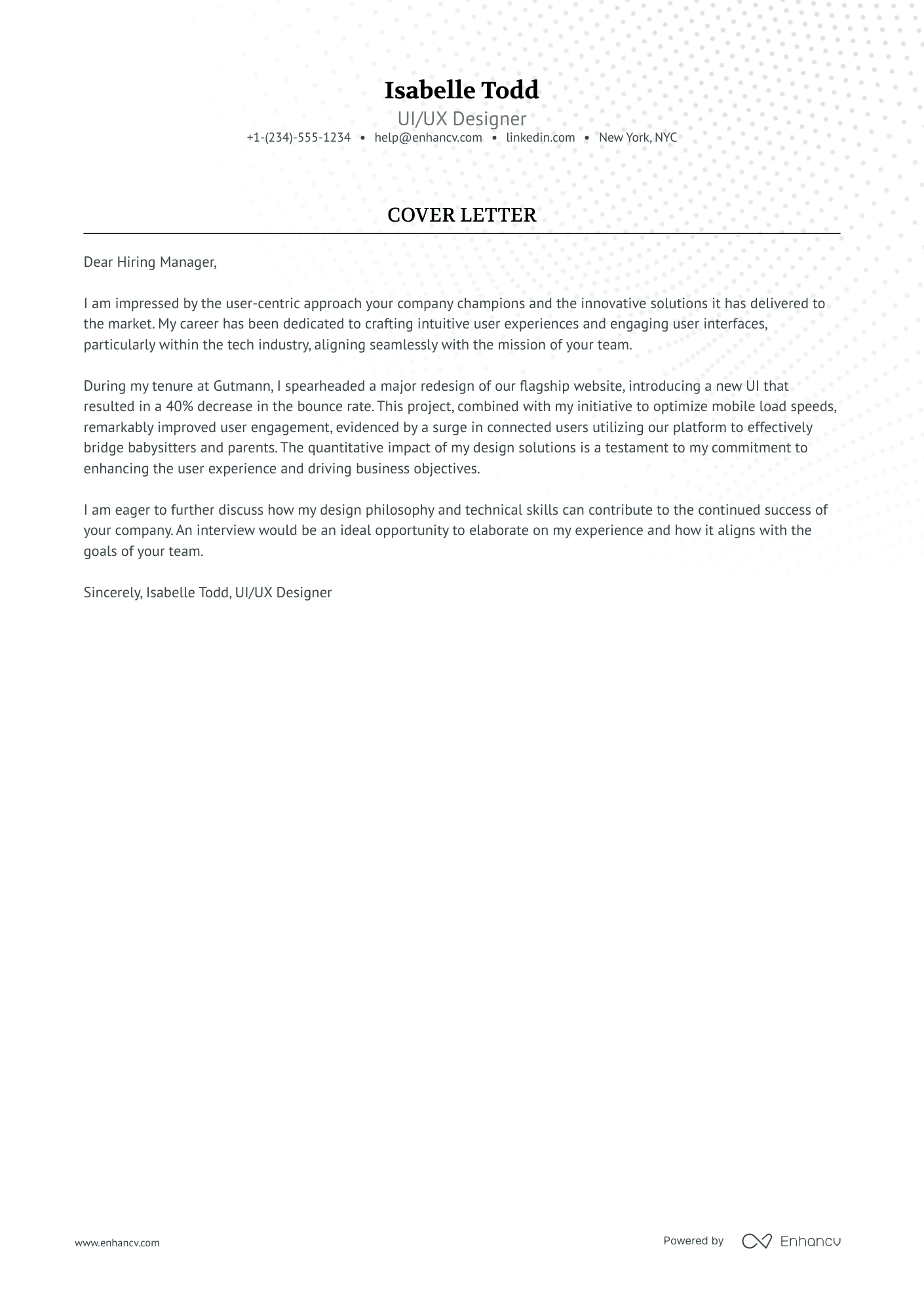 8 Professional UX Designer Cover Letter Examples and Template for 2025 ...