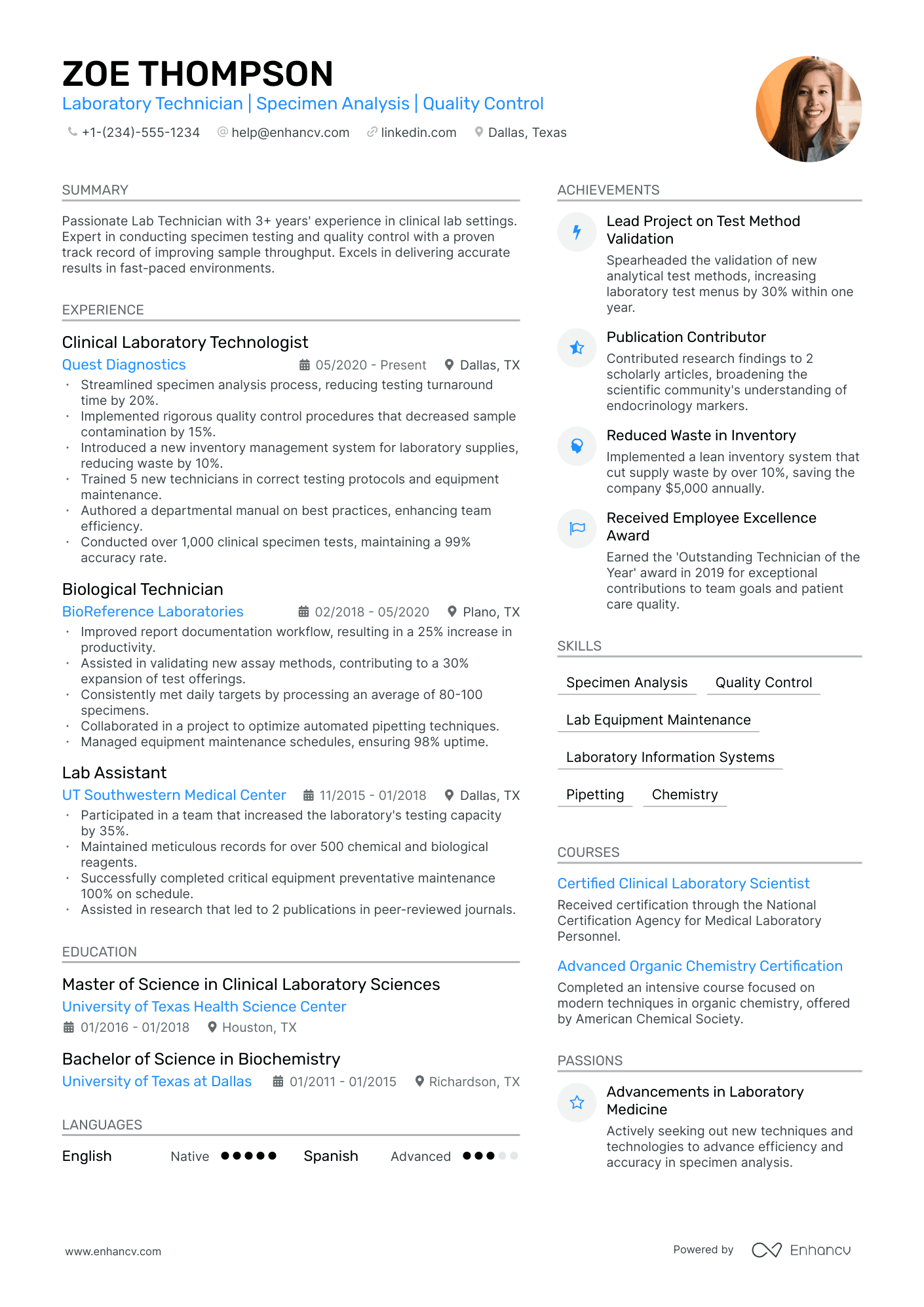 5 Lab Technician Resume Examples & Guide for 2024