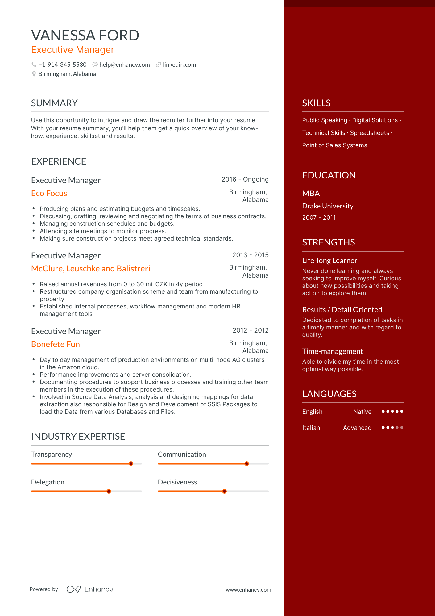Executive Manager Resume Examples & Guide for 2023 (Layout, Skills ...