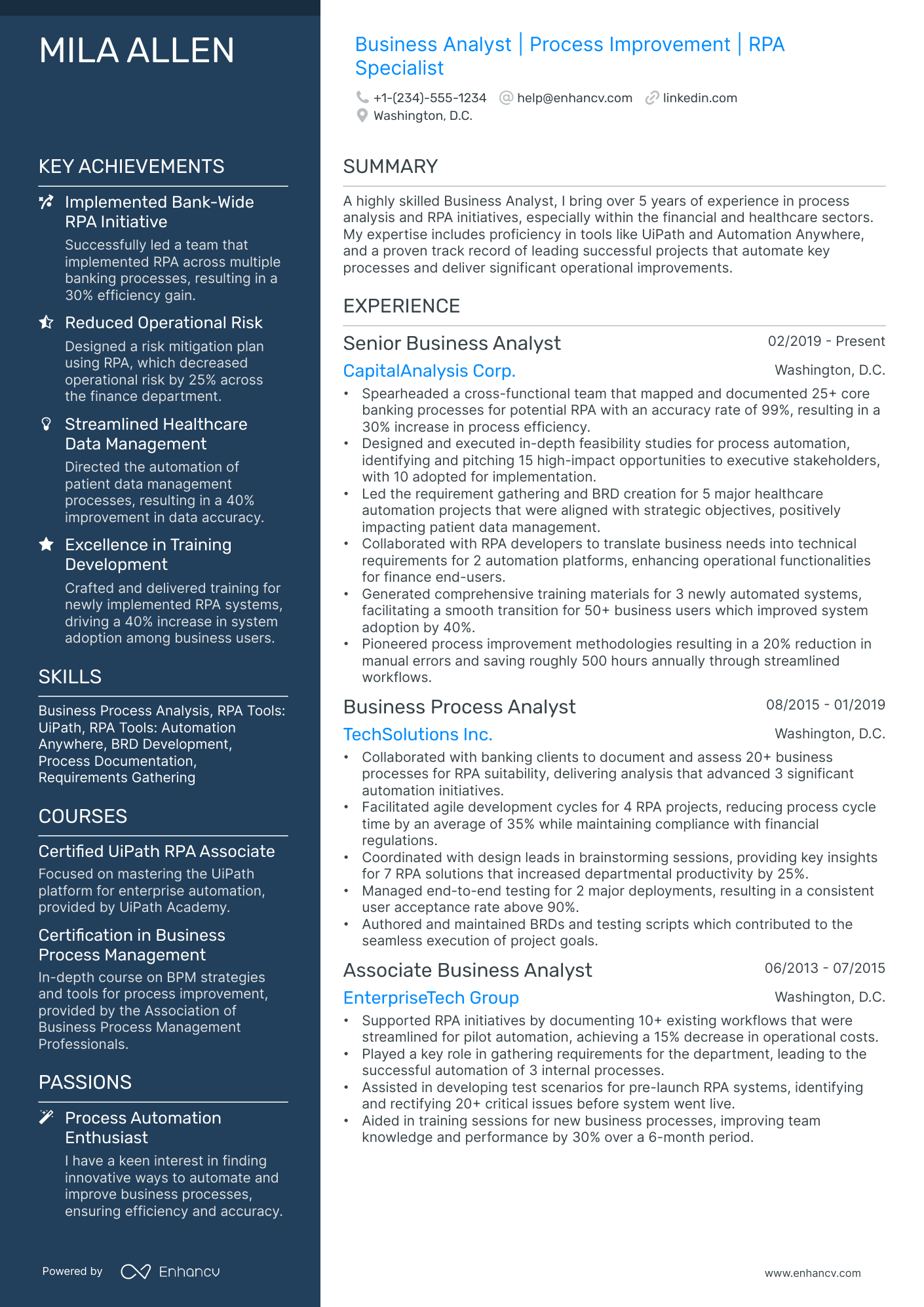 10 RPA Business Analyst Resume Examples & Guide for 2026