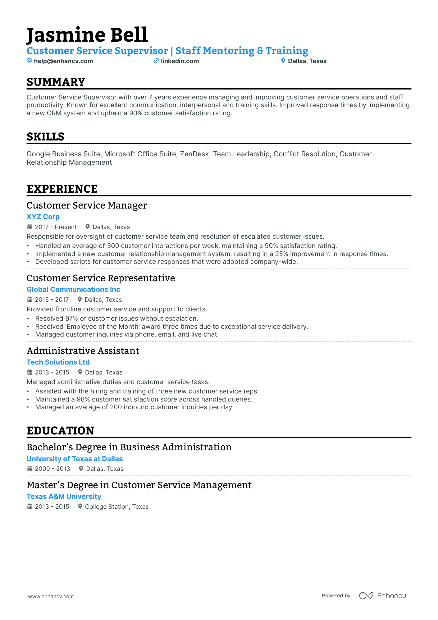 10 Customer Service Supervisor Resume Examples & Guide for 2026