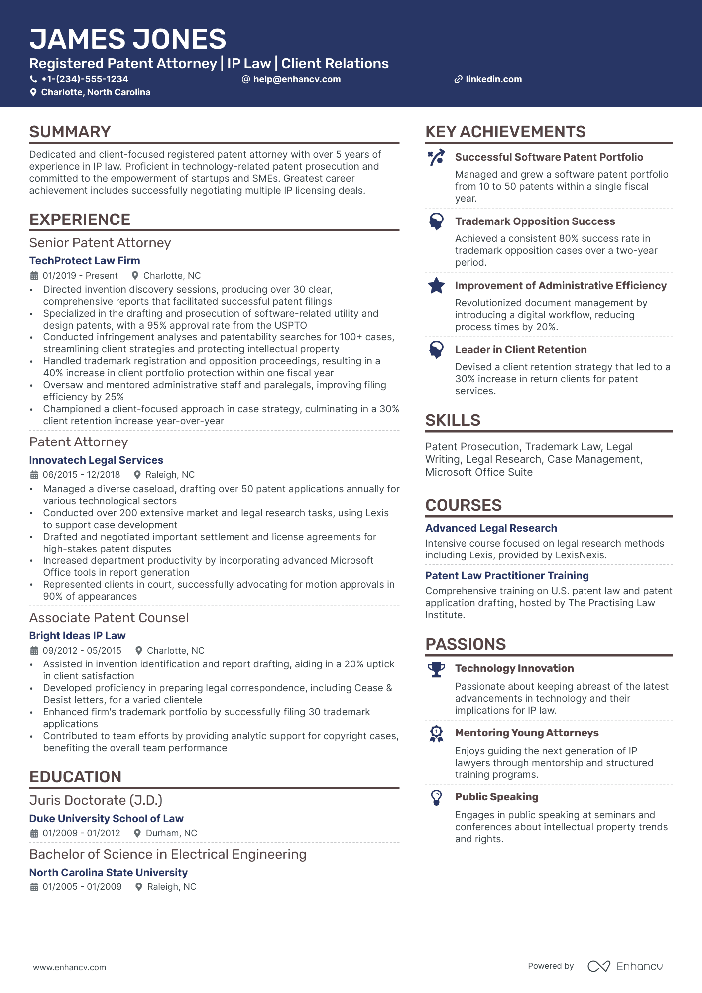 10 Patent Lawyer Resume Examples & Guide for 2026