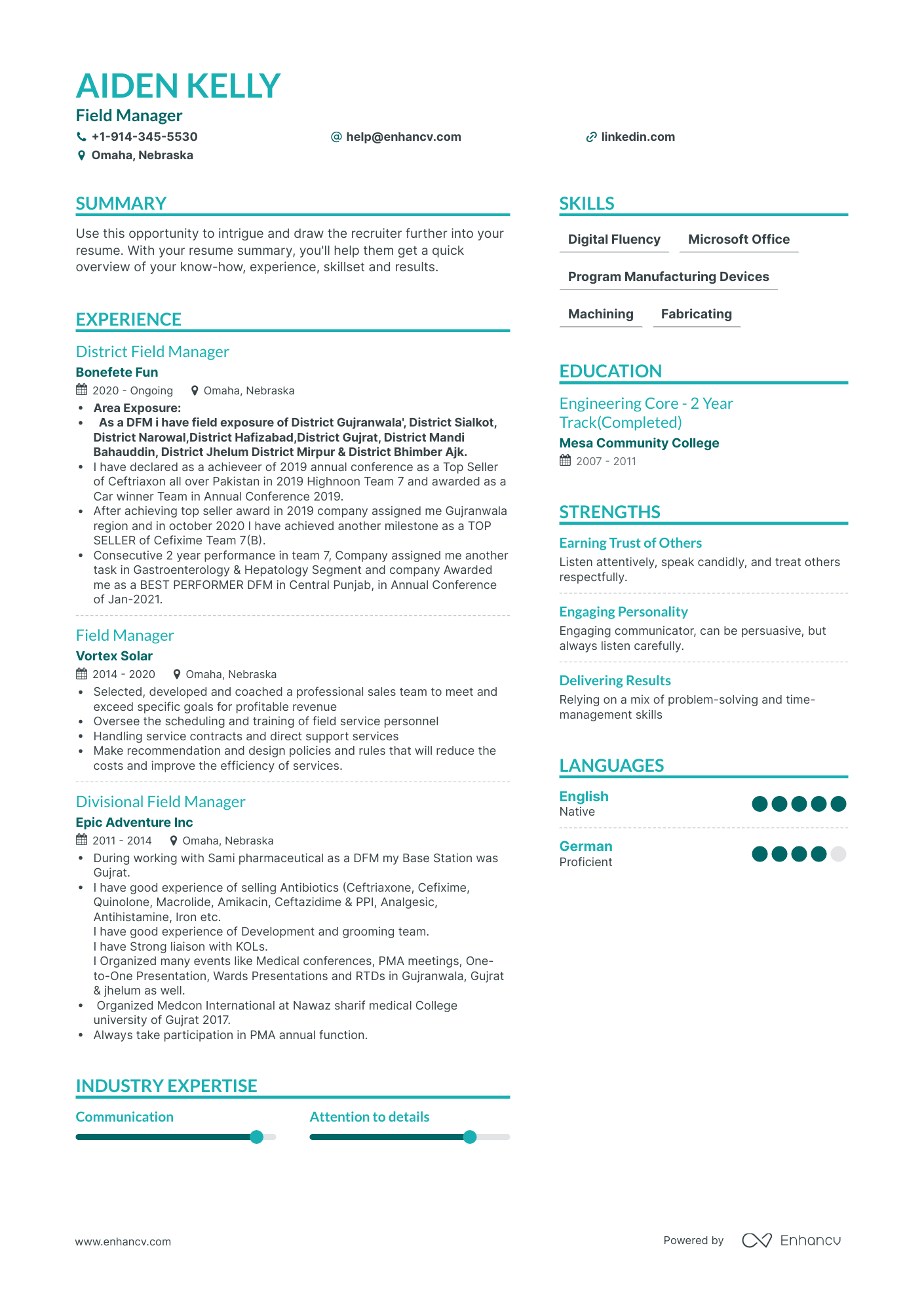 Field Manager Resume Examples & Guide for 2023 (Layout, Skills ...