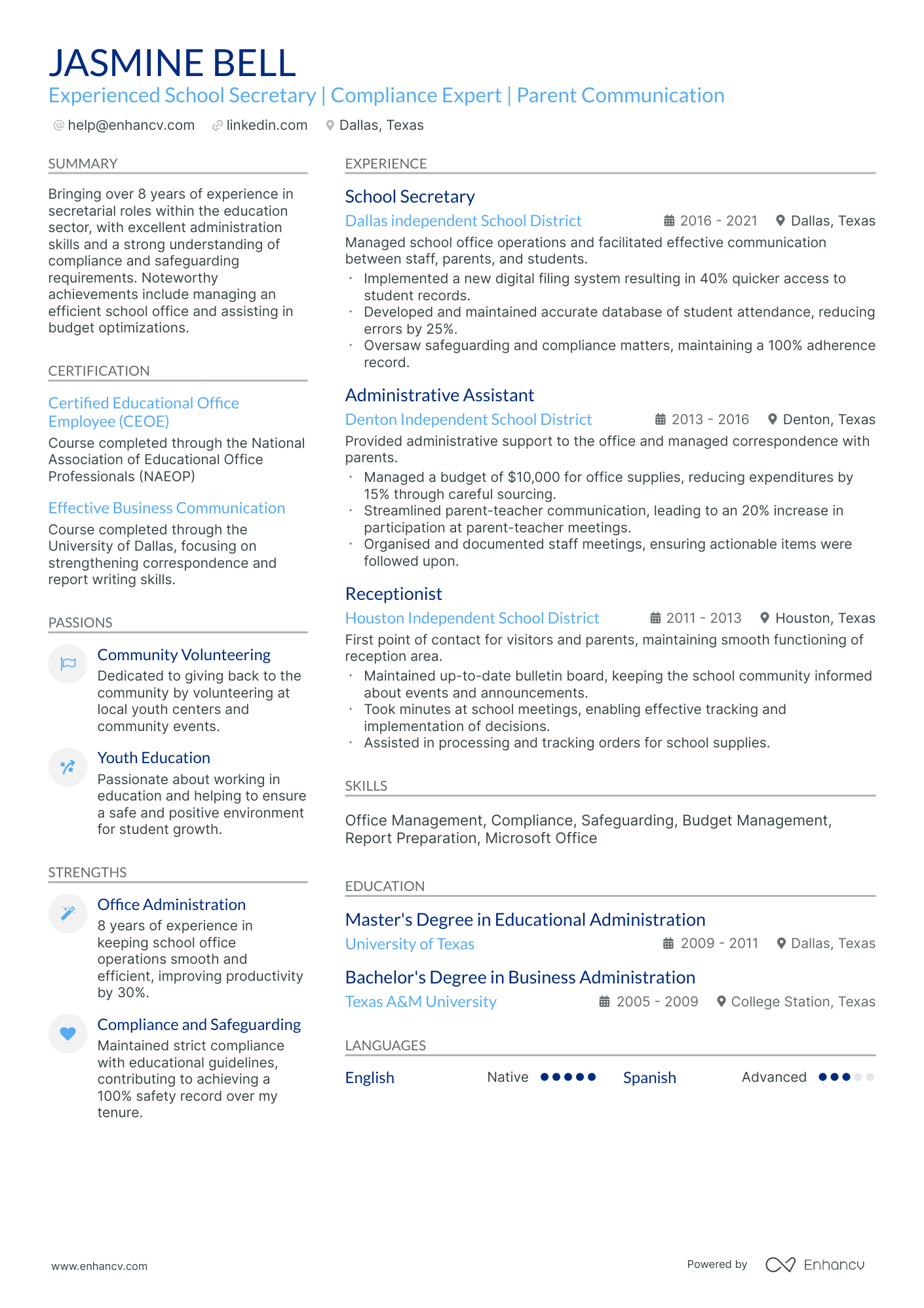 10 School Secretary Resume Examples & Guide for 2026