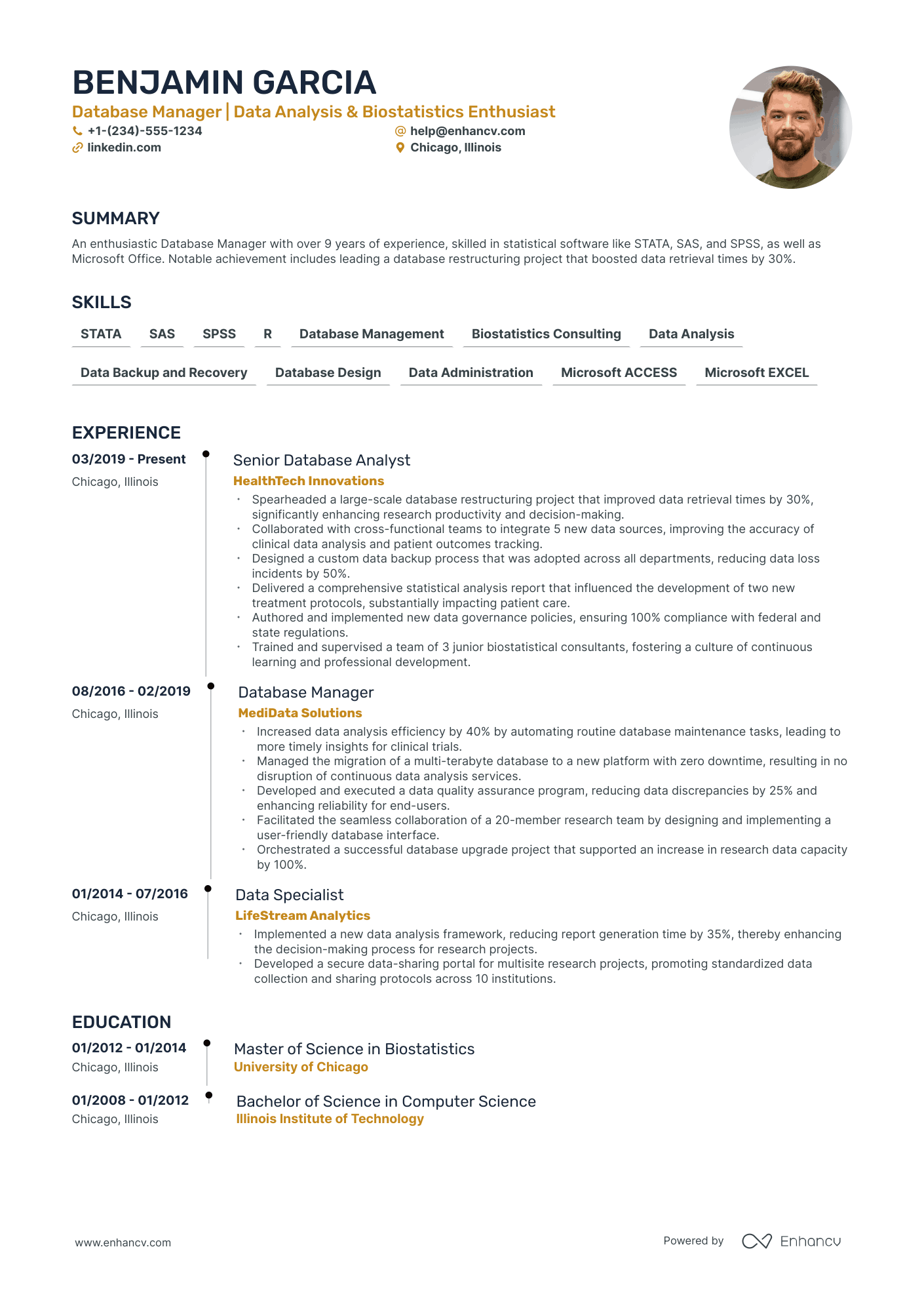 5 Database Manager Resume Examples & Guide for 2024