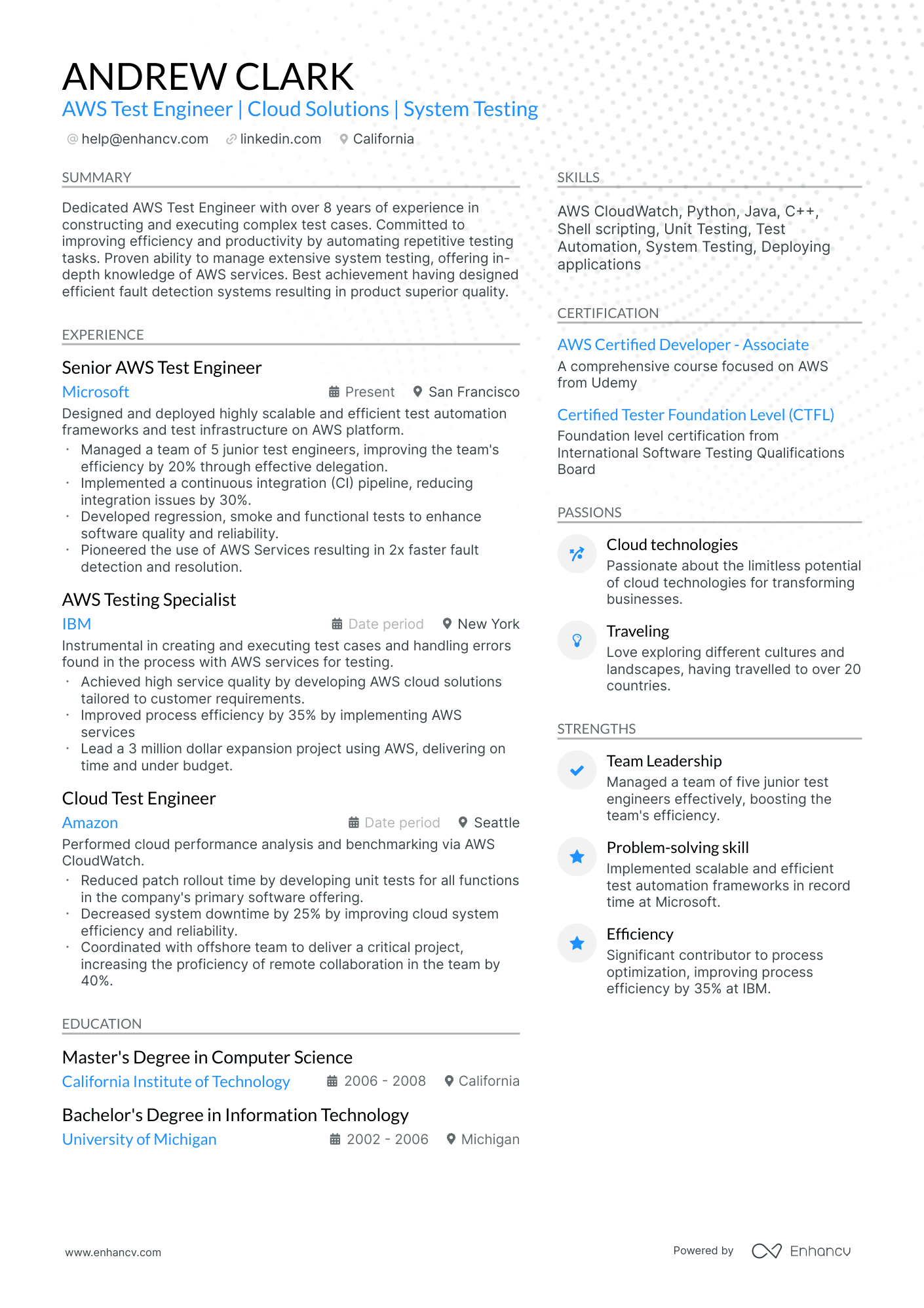 10 AWS Testing Resume Examples & Guide for 2025