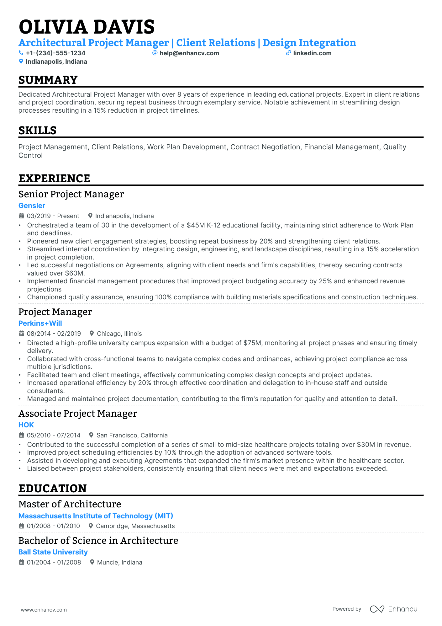 10 Architectural Project Manager Resume Examples & Guide for 2026