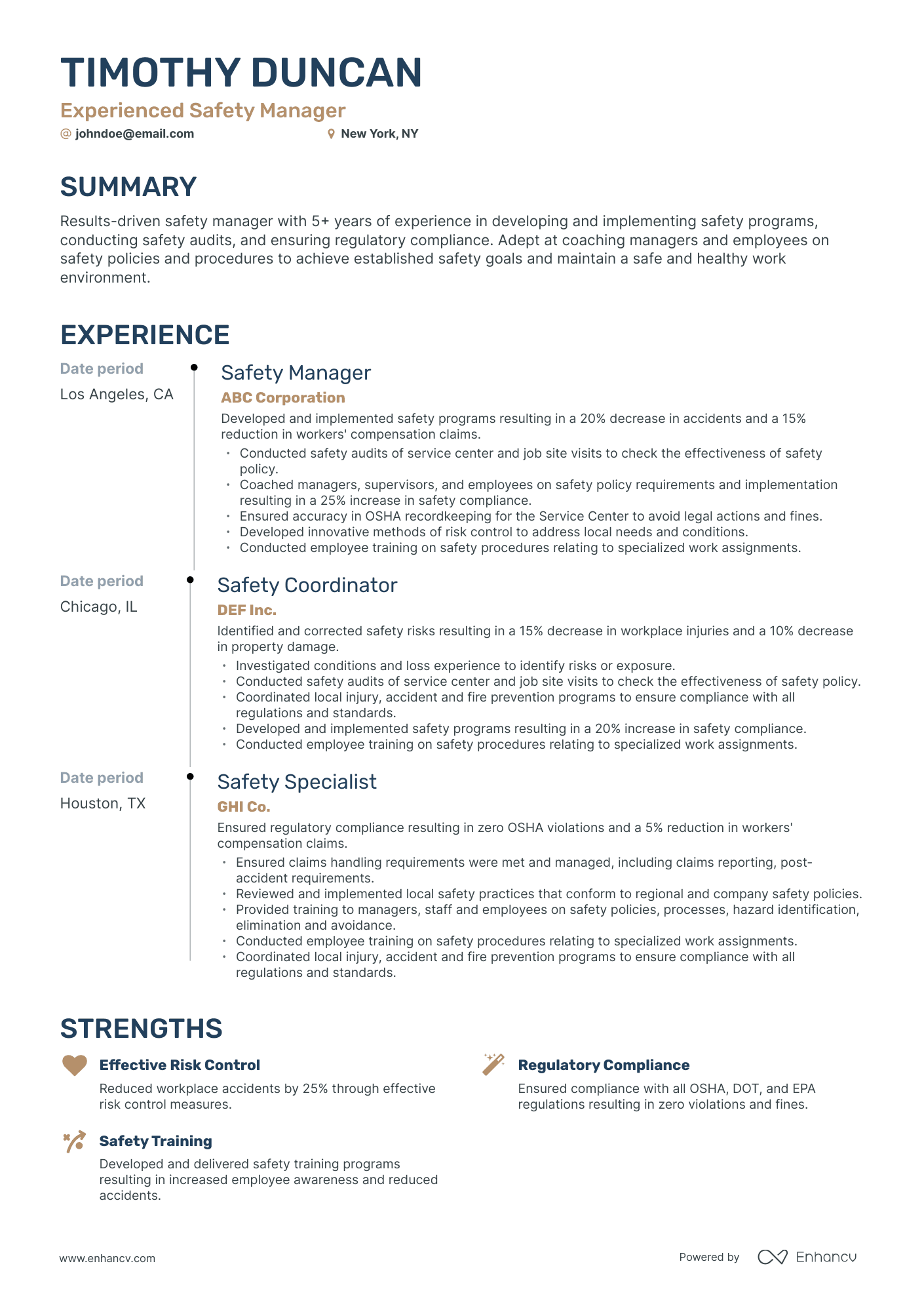 5 Safety Manager Resume Examples Guide For 2023
