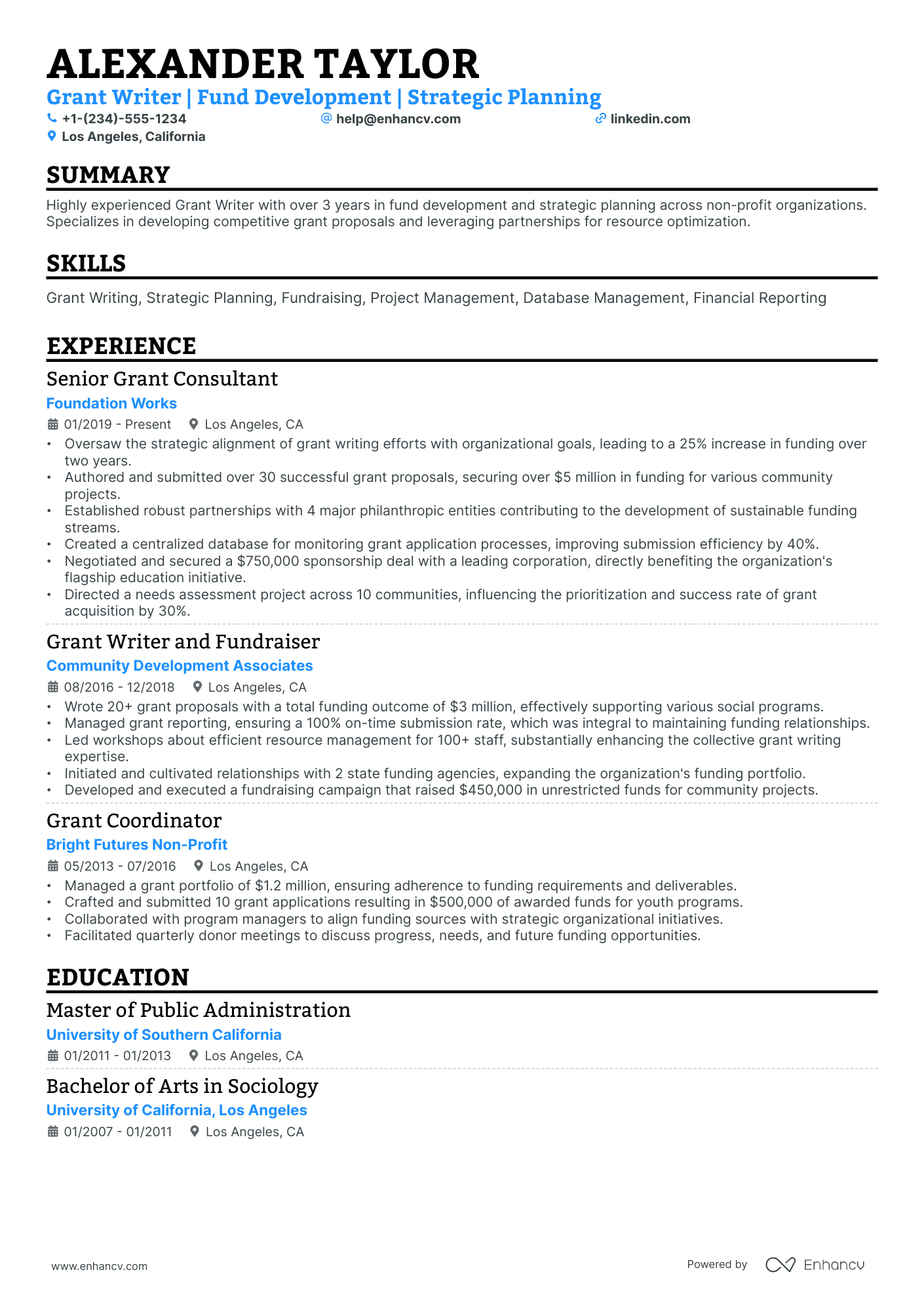 10 Grant Writer Resume Examples & Guide for 2025