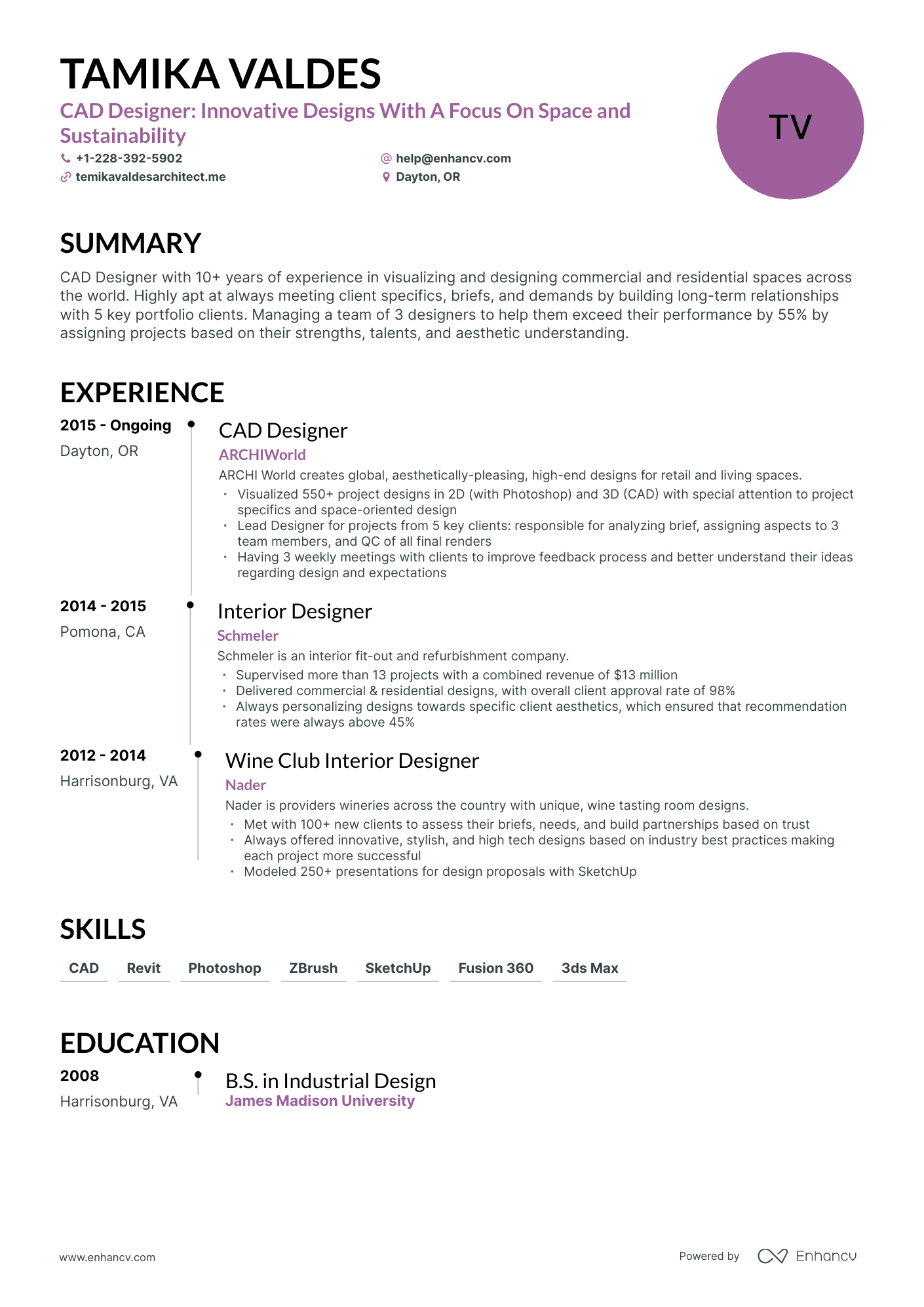5 Cad Designer Resume Examples & Guide for 2024