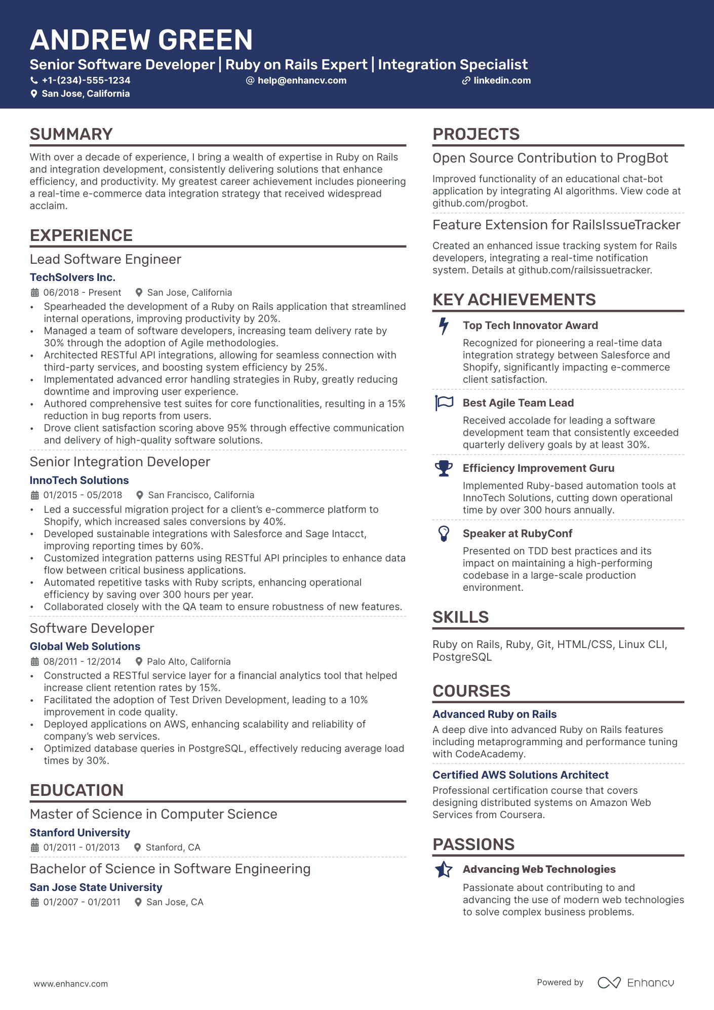 10 Ruby On Rails Developer Resume Examples & Guide for 2026