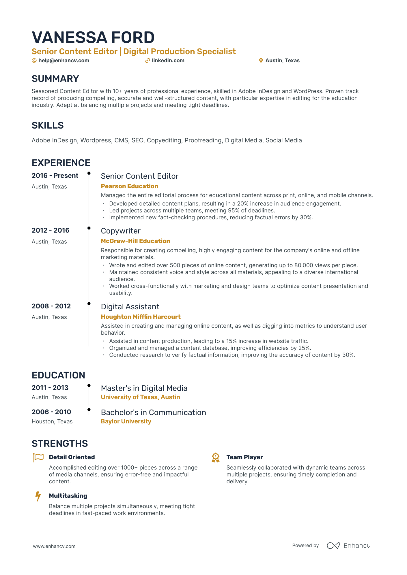 10 Content Editor Resume Examples & Guide for 2025