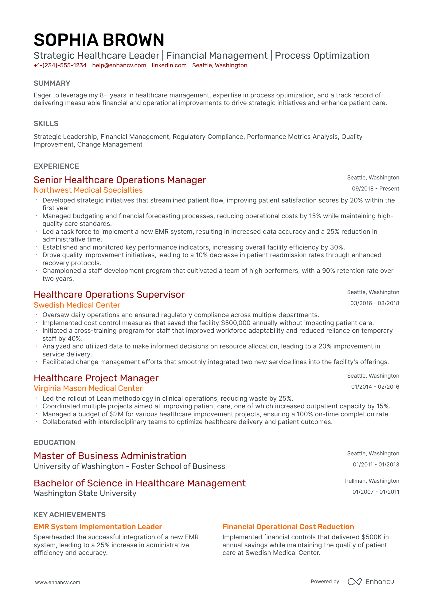 10 Healthcare Operations Manager Resume Examples & Guide for 2026