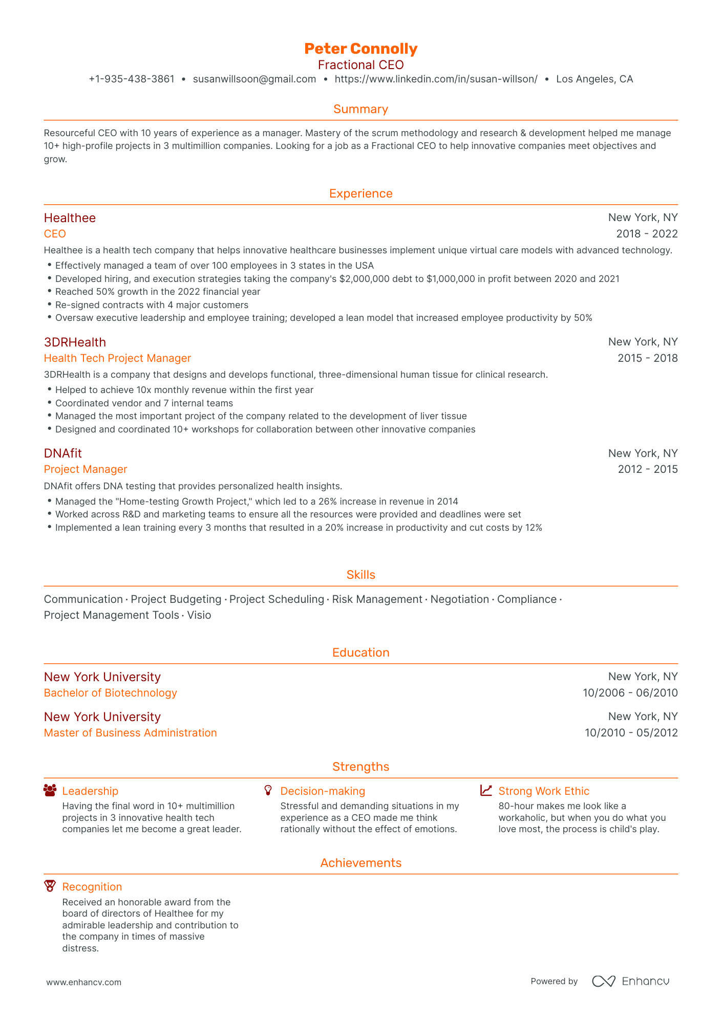 5 Fractional CEO Resume Examples & Guide for 2024
