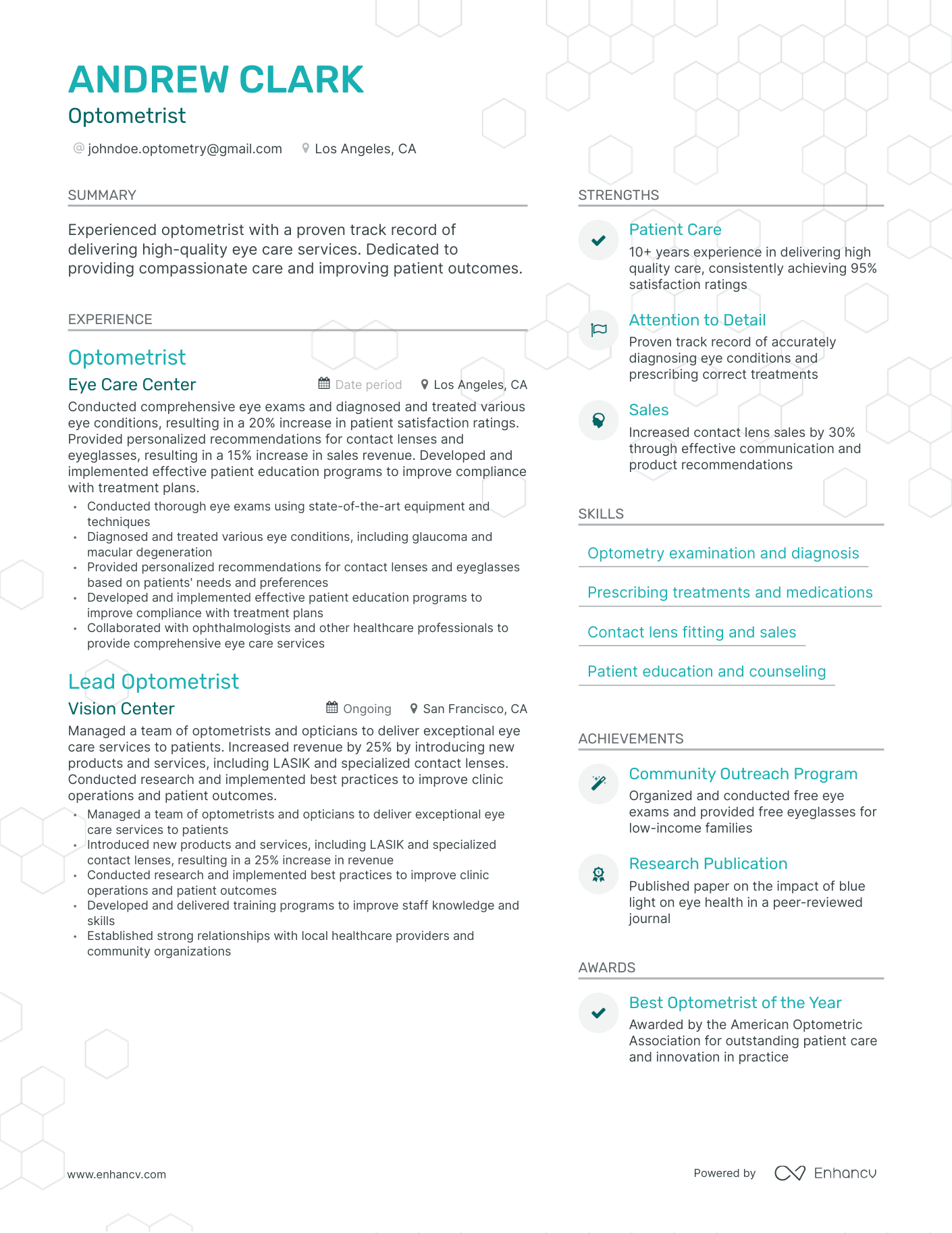5 Optometry Resume Examples & Guide for 2024