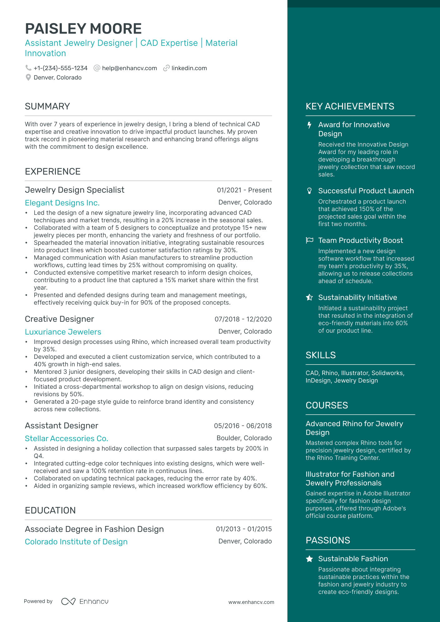 10 Jewelry Designer Resume Examples & Guide for 2026