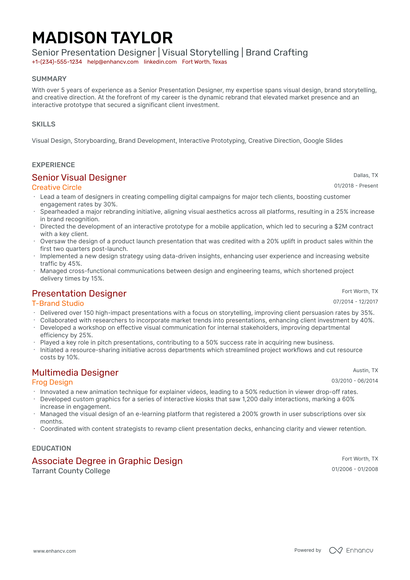 10 Presentation Designer Resume Examples & Guide for 2026