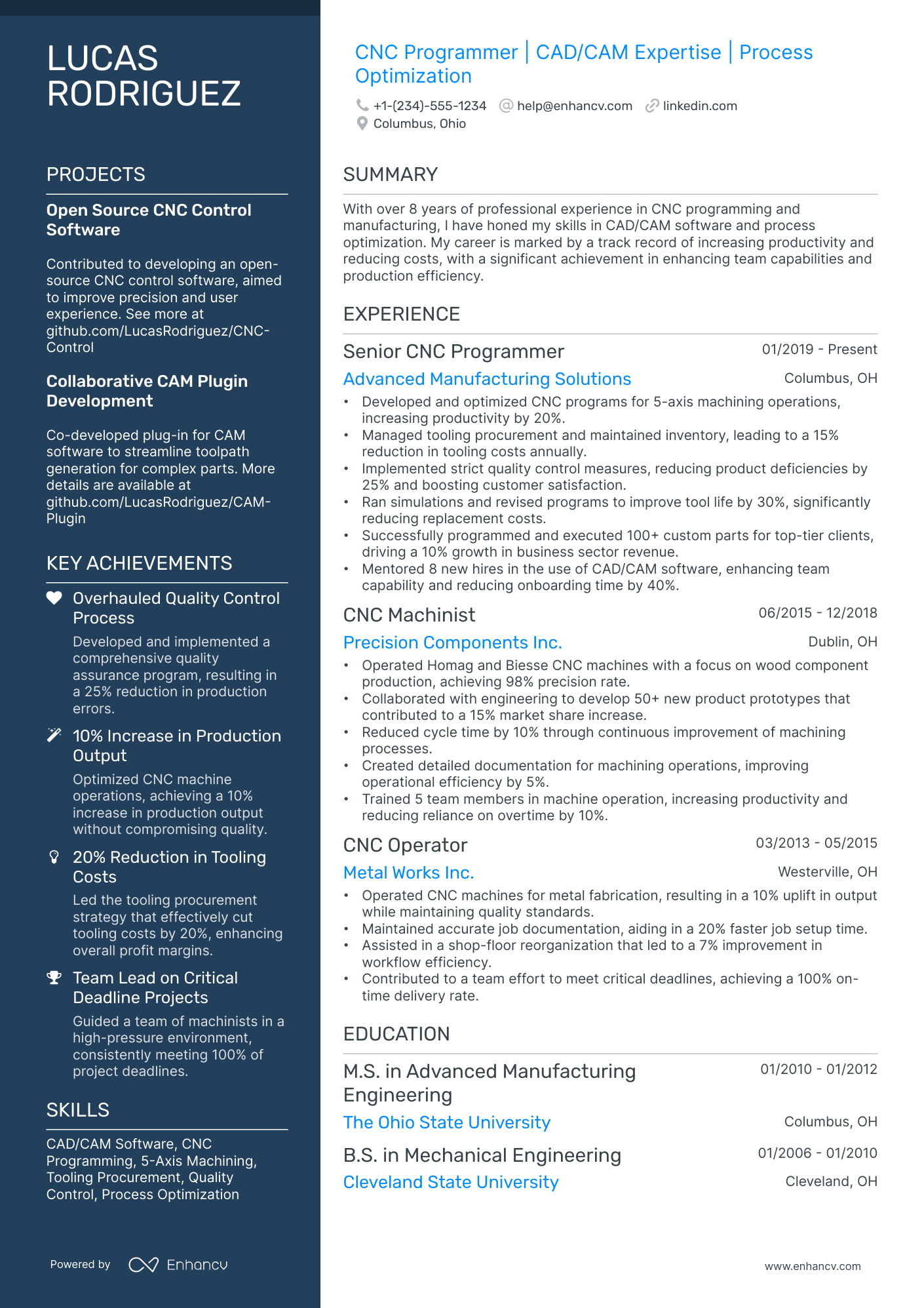 10 CNC Programmer Resume Examples & Guide for 2025