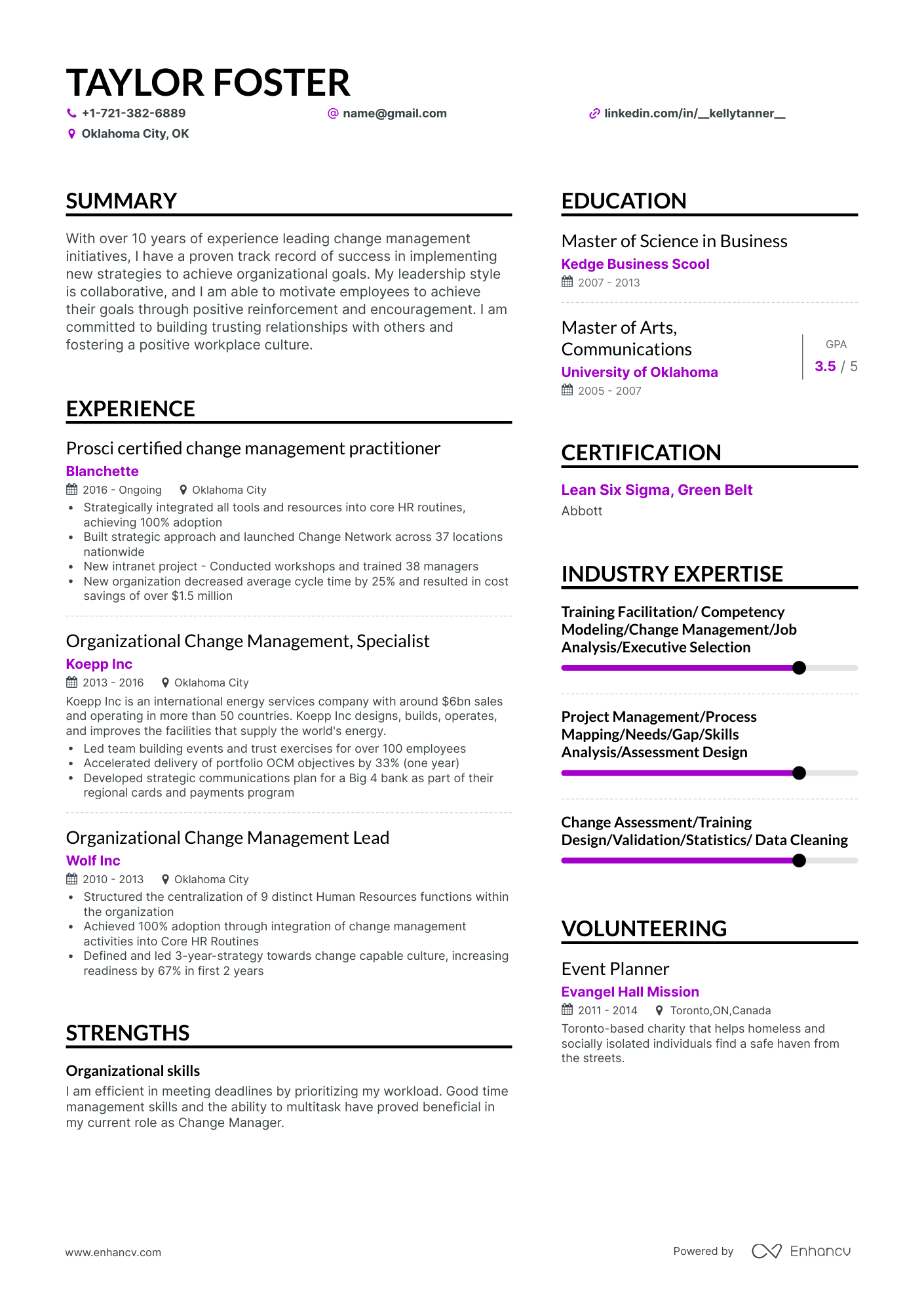 5 Change Management Resume Examples & Guide for 2023