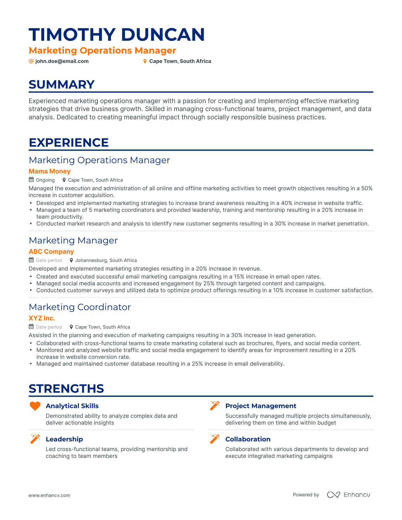 5 Marketing Operations Manager Resume Examples & Guide for 2024