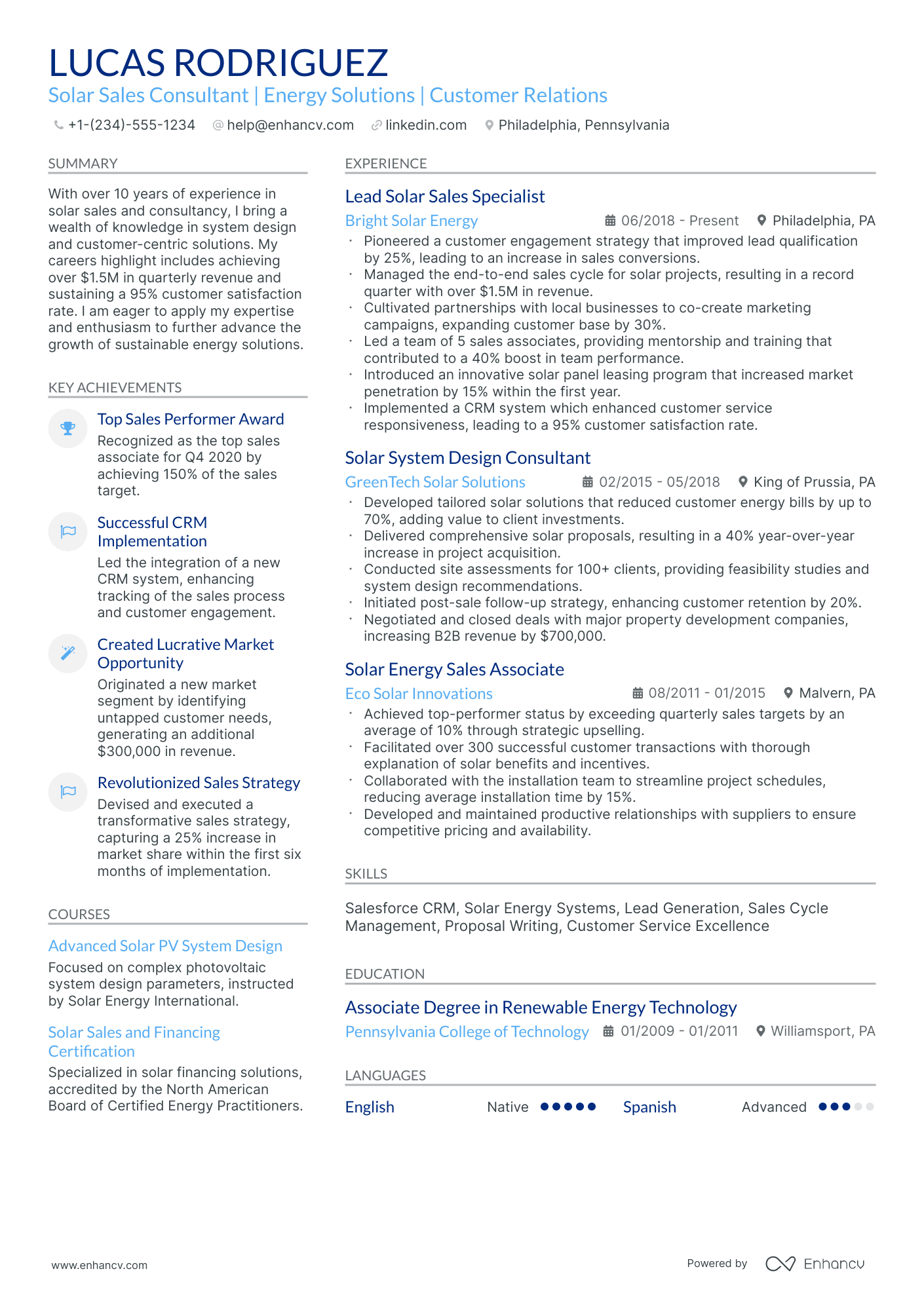 10 Solar Sales Resume Examples & Guide for 2026