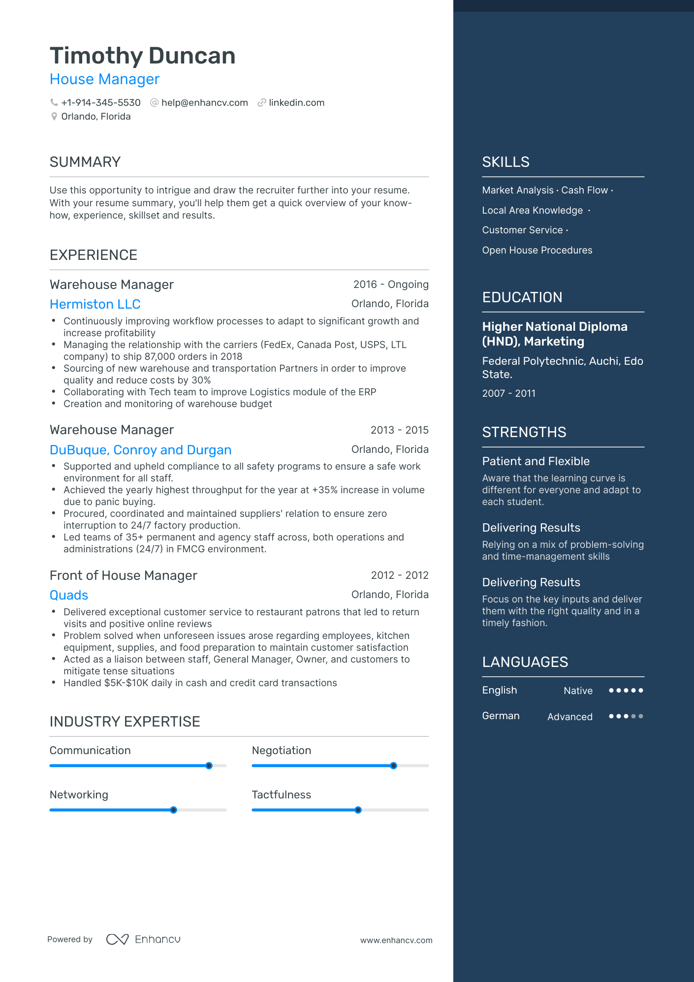 House Manager Resume Examples & Guide for 2023 (Layout, Skills ...