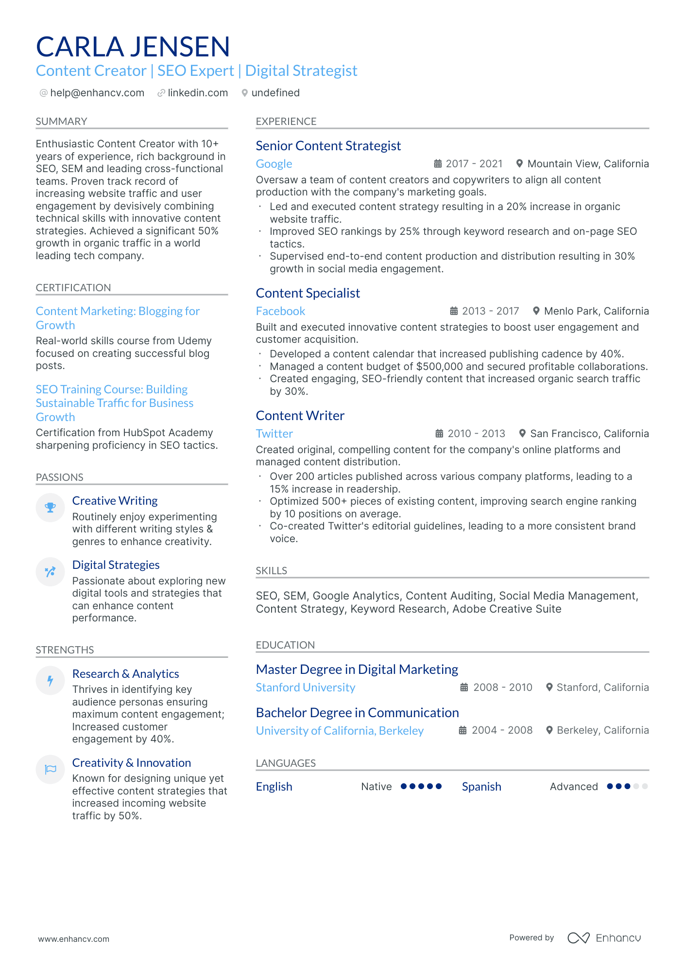 10 Content Creator Resume Examples - March 2026