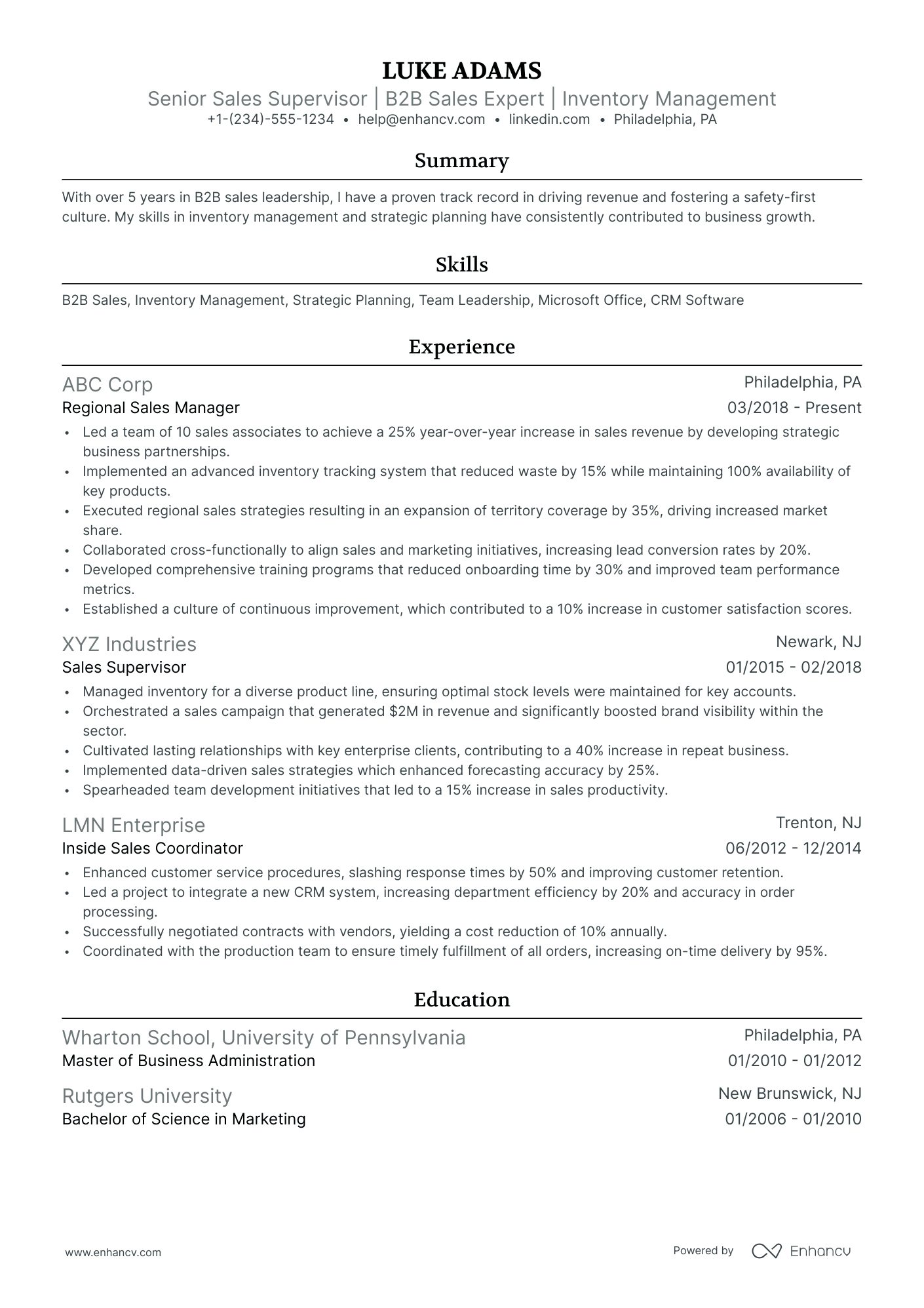 10 Sales Supervisor Resume Examples & Guide for 2026