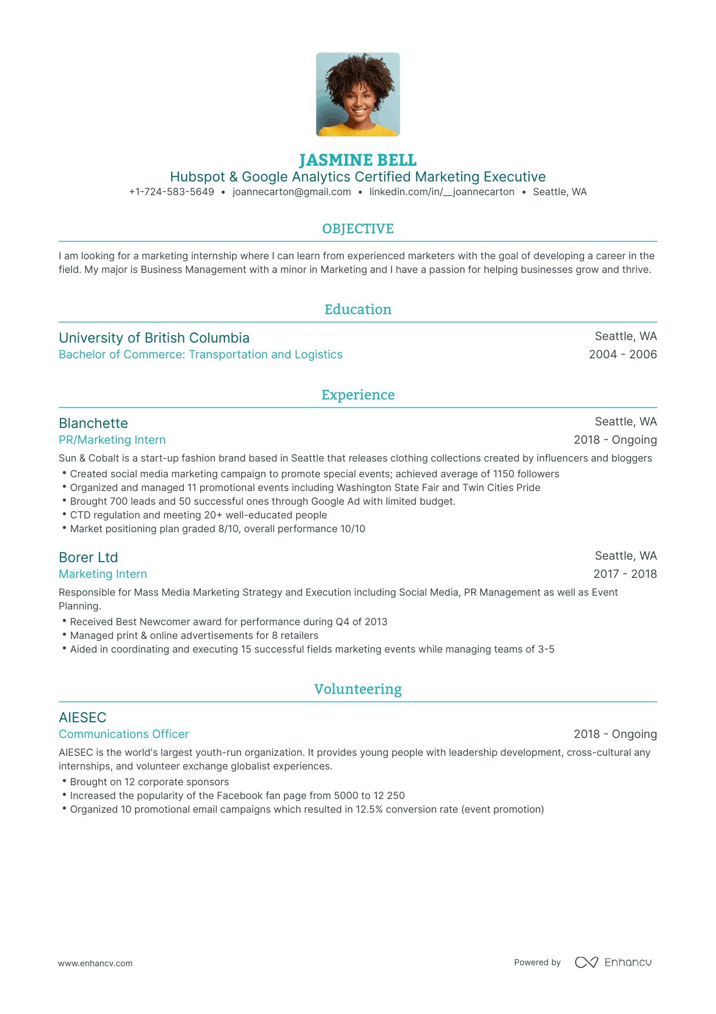 5 Marketing Intern Resume Examples & Guide for 2023
