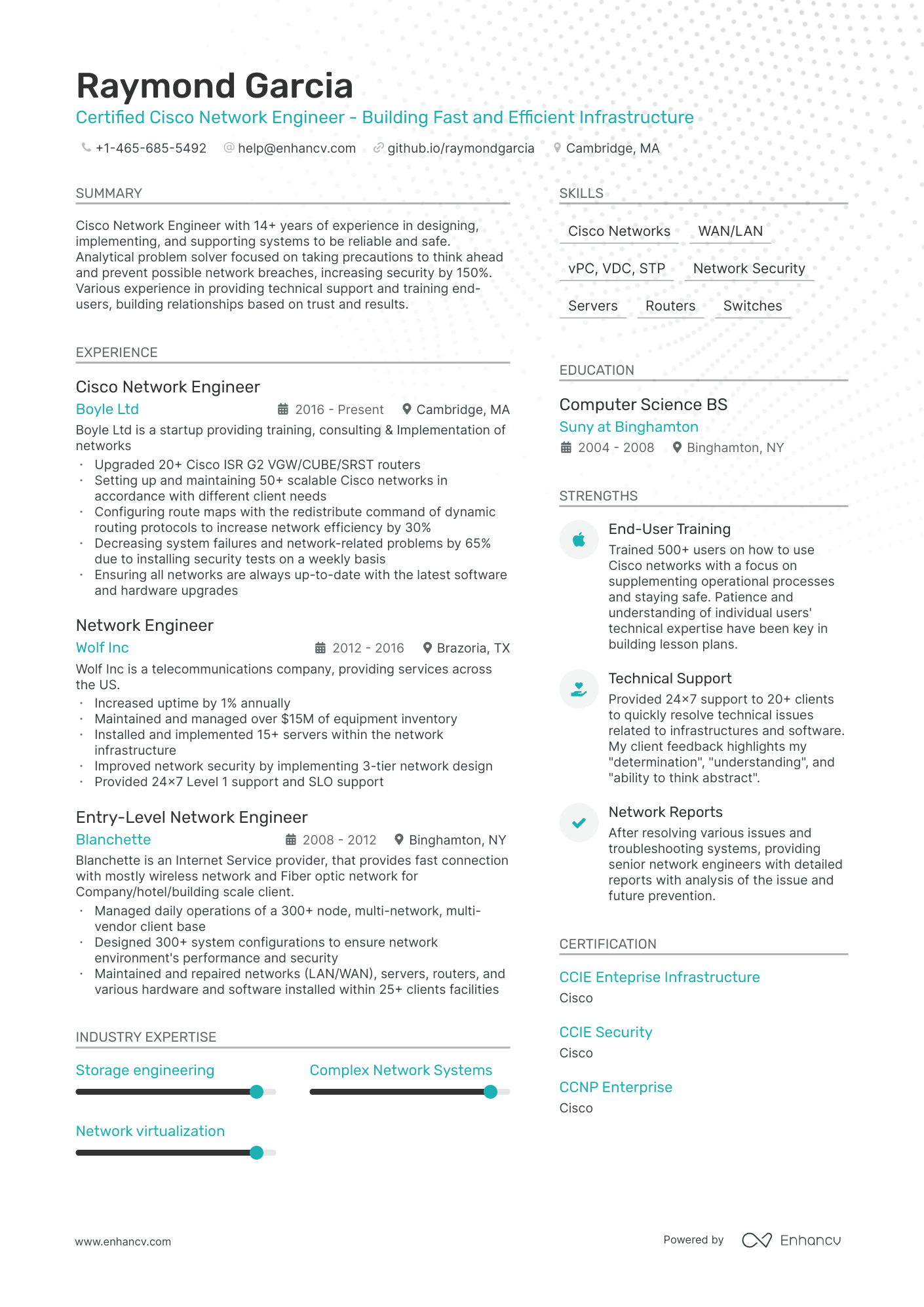 15 Network Engineer Resume Examples & Guide for 2024