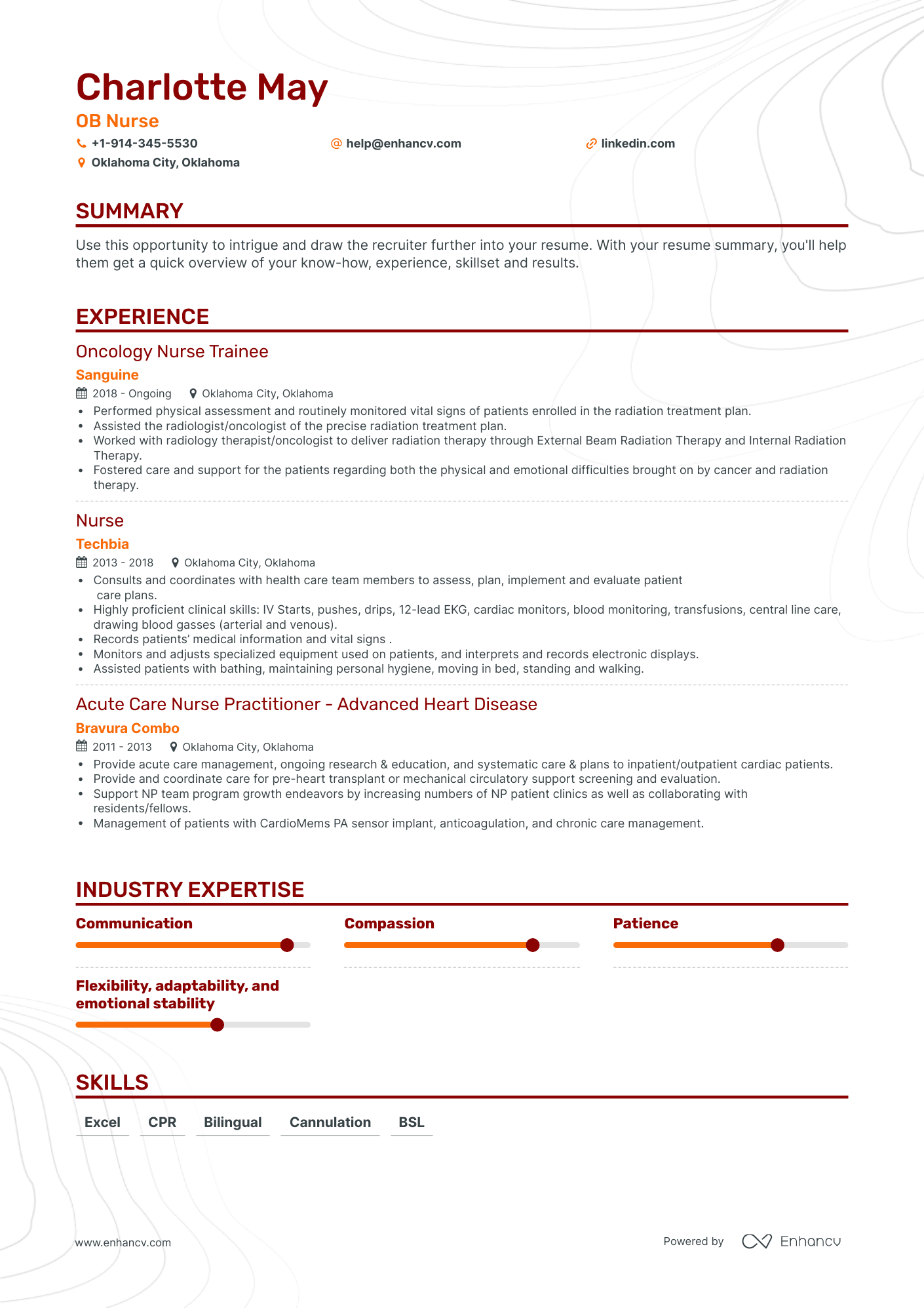 OB Nurse Resume Examples & Guide for 2023 (Layout, Skills, Keywords ...