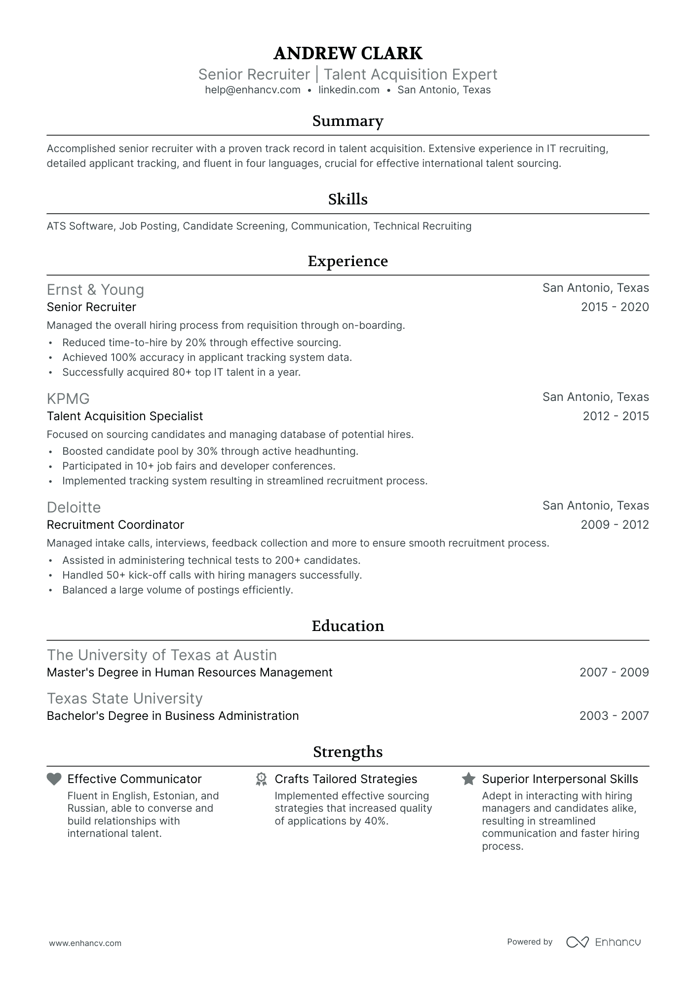 10 Senior Recruiter Resume Examples & Guide for 2026