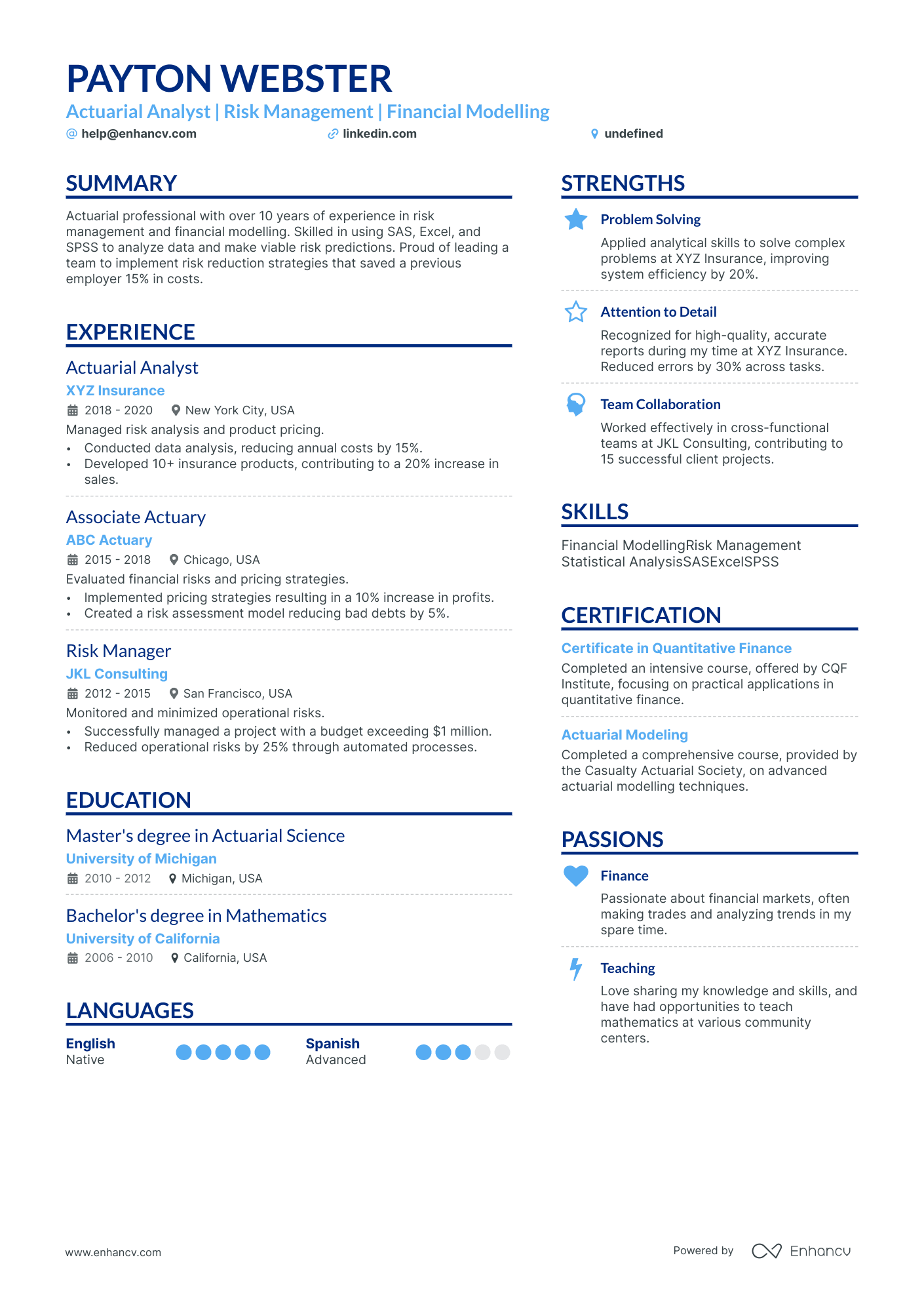5 Actuary Resume Examples & Guide for 2024
