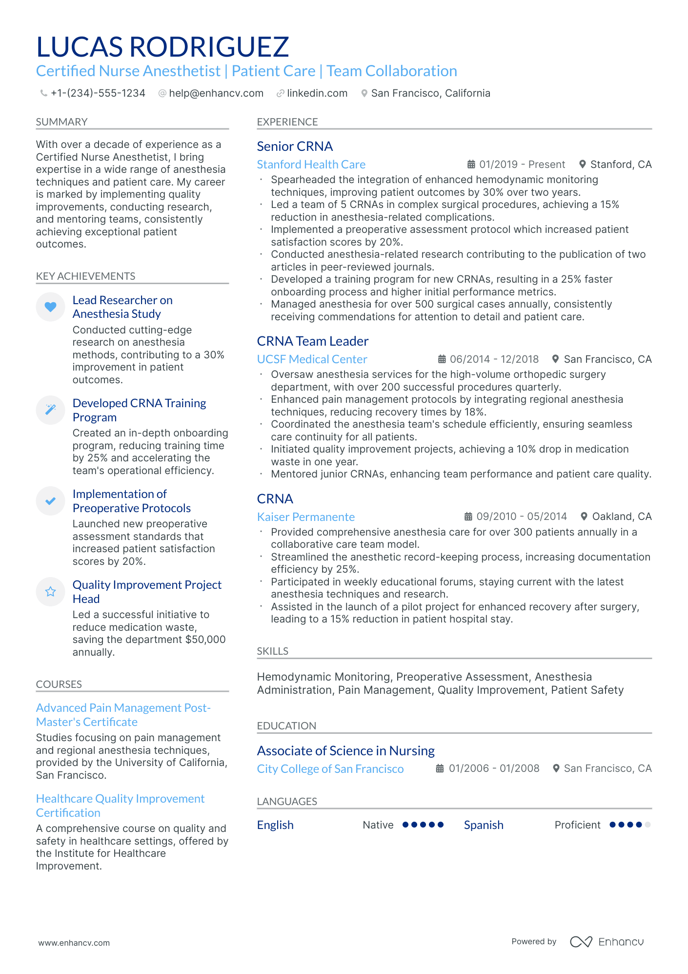 10 Nurse Anesthetist Resume Examples & Guide for 2026