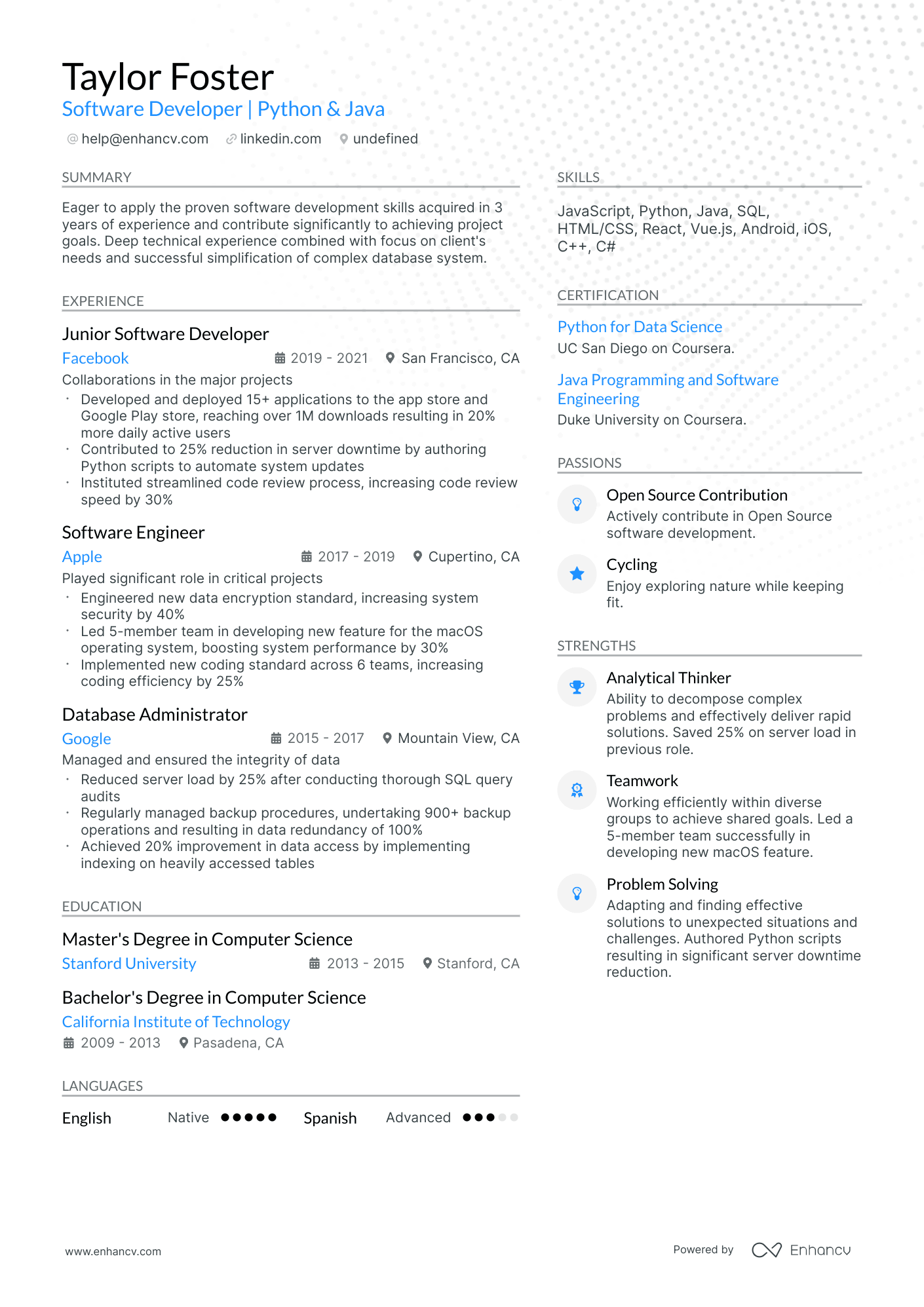 10 Entry-Level Computer Science Resume Examples & Guide for 2025