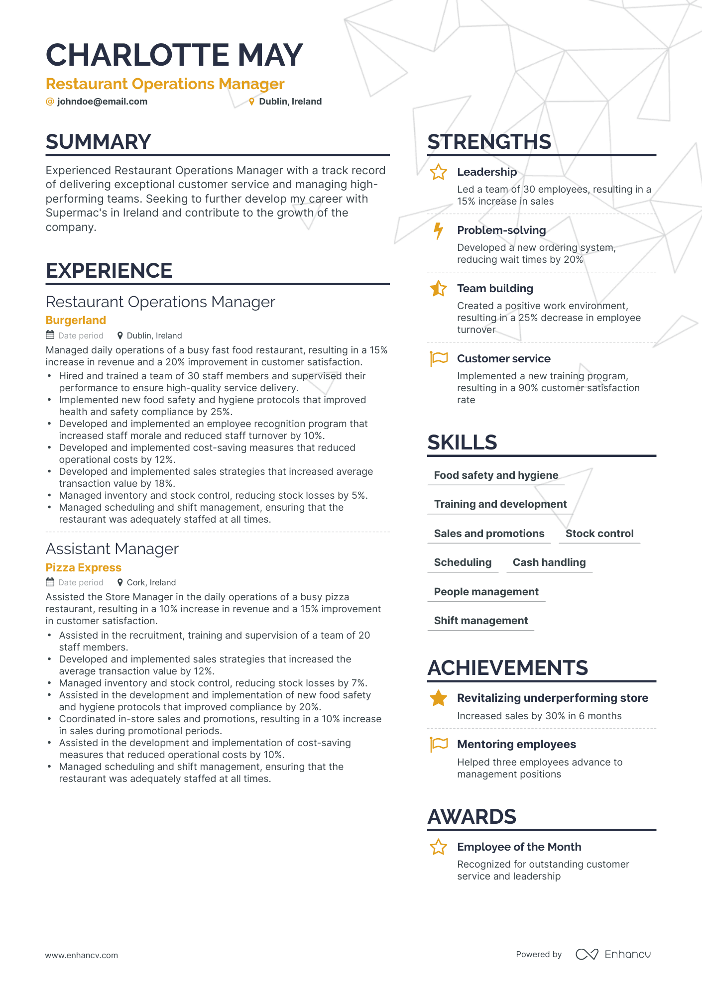 5 Restaurant Operations Manager Resume Examples & Guide for 2024