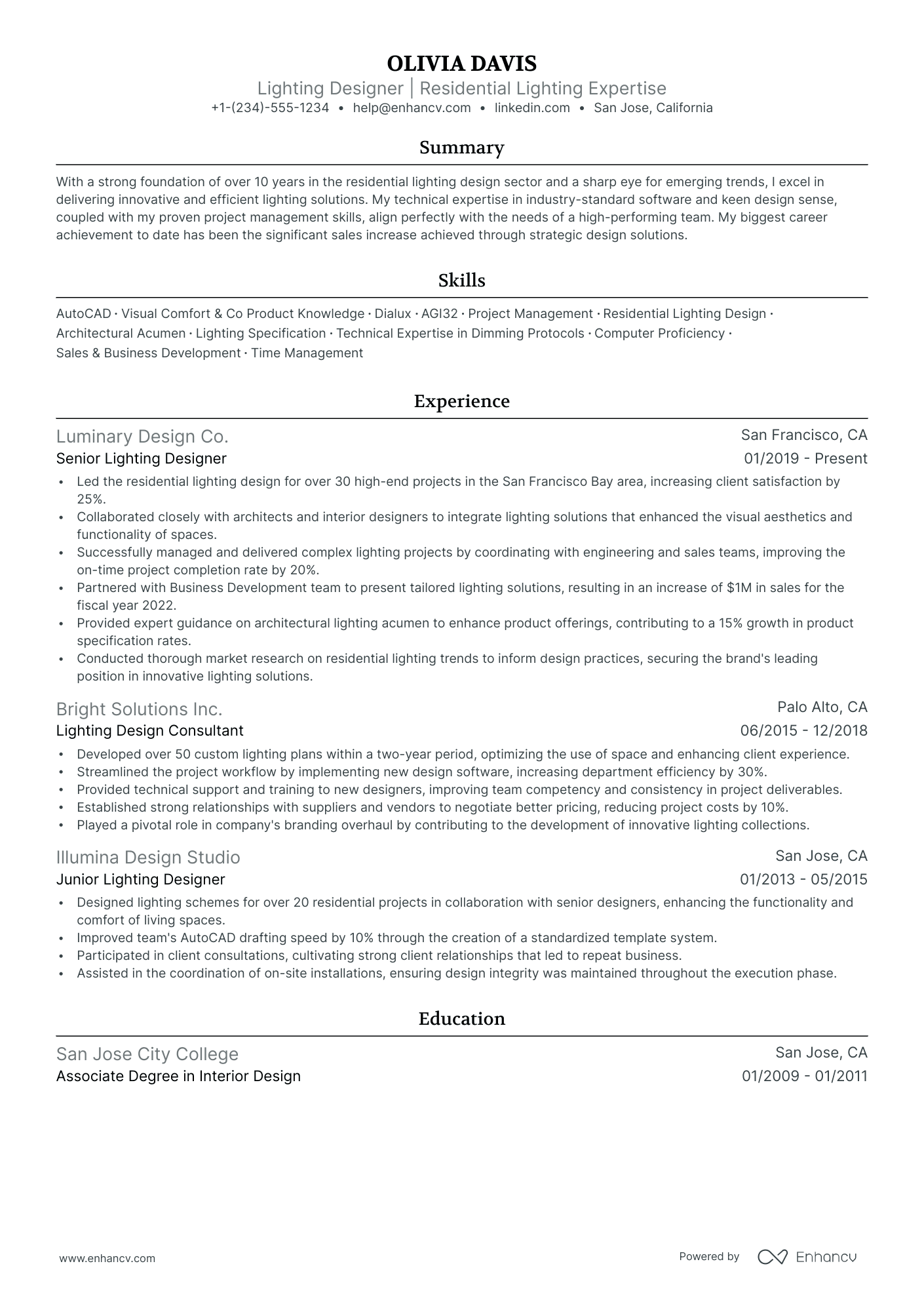 5 Lighting Designer Resume Examples & Guide for 2024