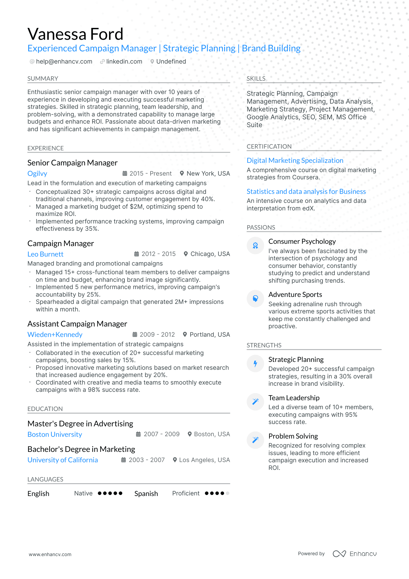 10 Campaign Manager Resume Examples & Guide for 2026